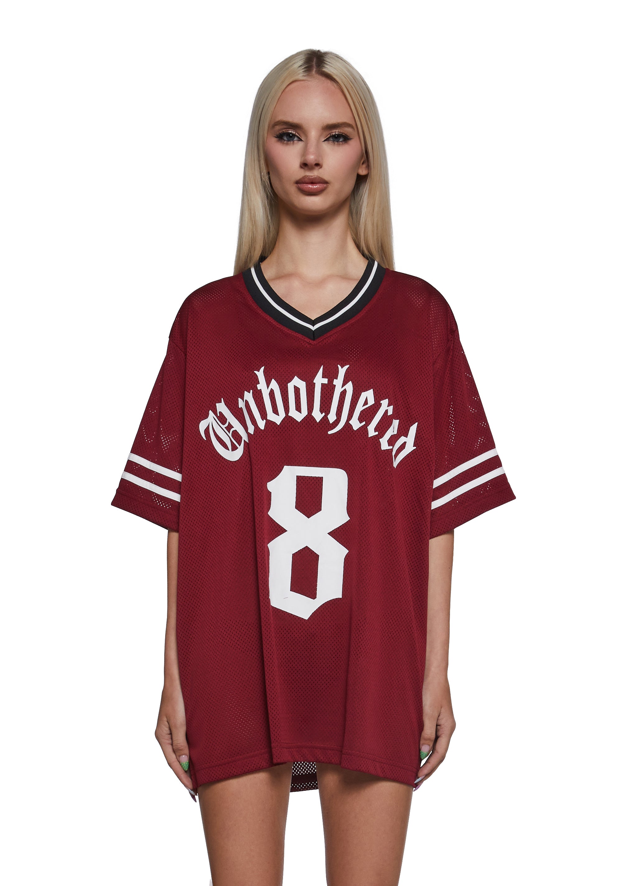 Womens Unbothered 8 Jersey Tee Top Current Mood - Red – Dolls Kill
