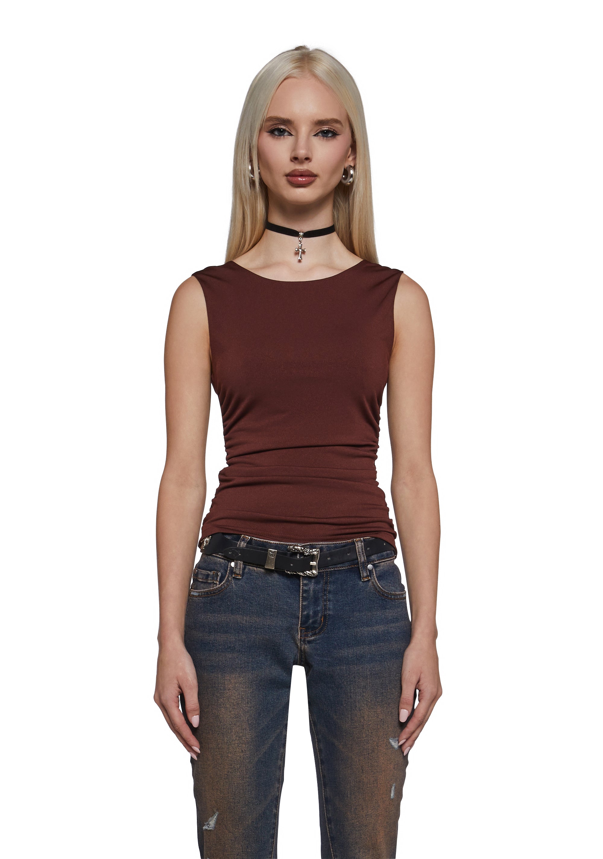 Womens Short Sleeve Top - Brown – Dolls Kill