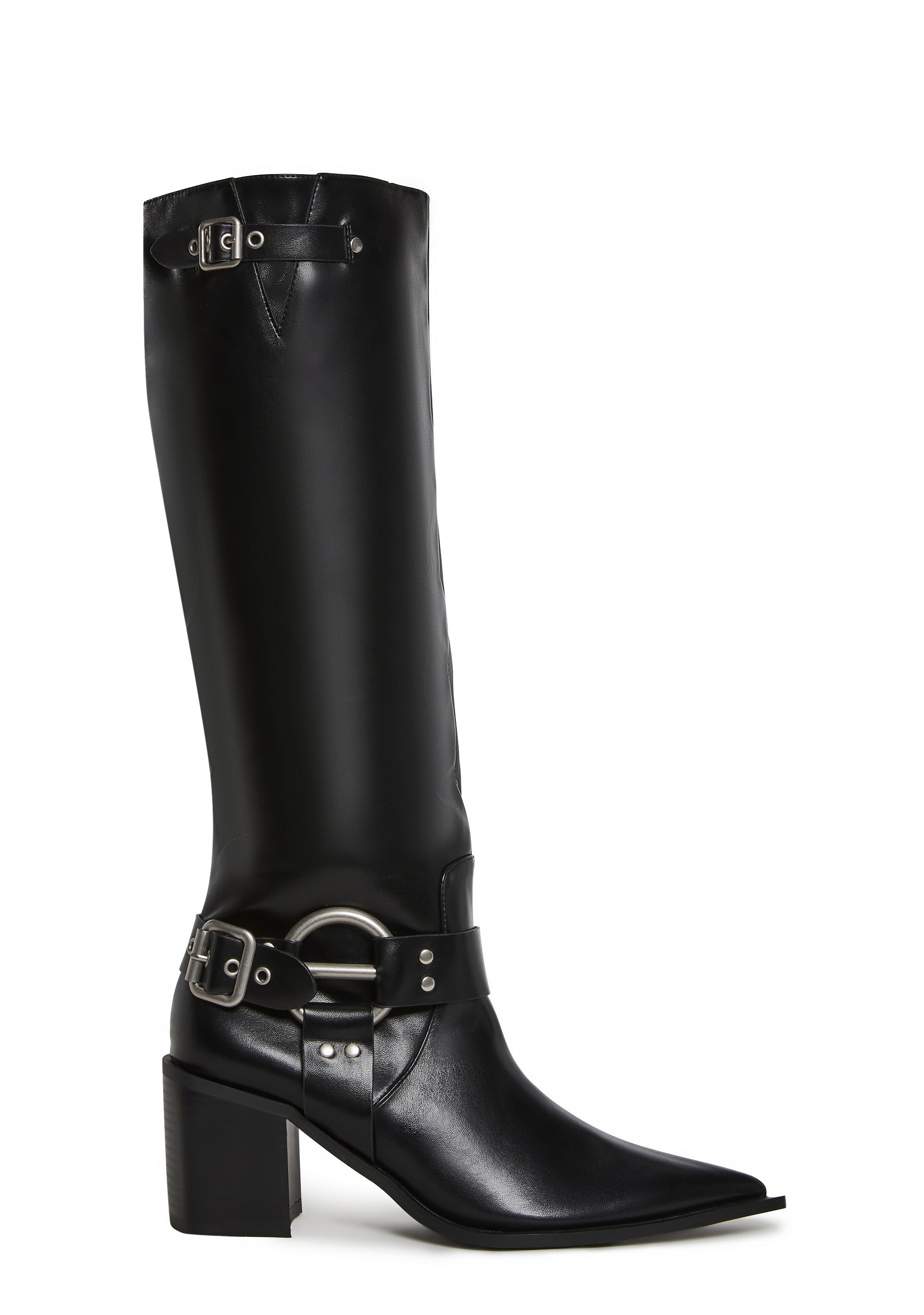Buckle Vegan Leather Boots Current Mood - Black – Dolls Kill