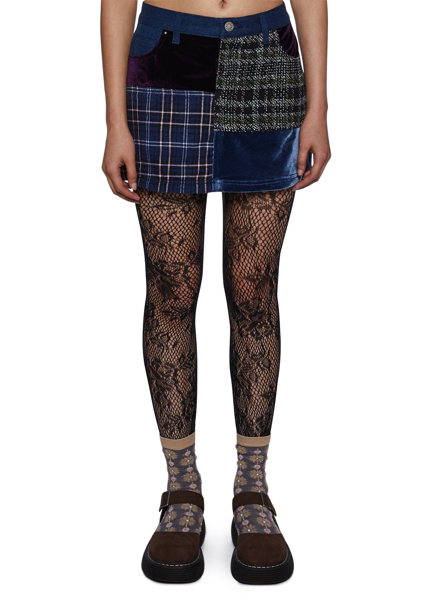 Delia's Patchwork Mini Skirt - Multi – Dolls Kill