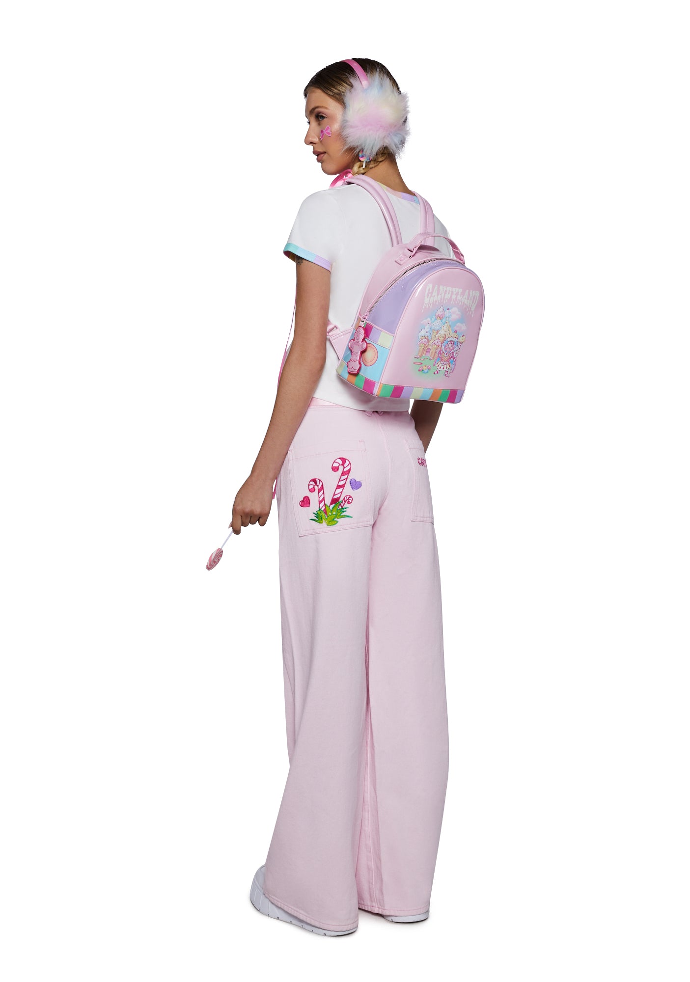 Dolls Kill x Candyland Patent Color Blocked Backpack - Pink