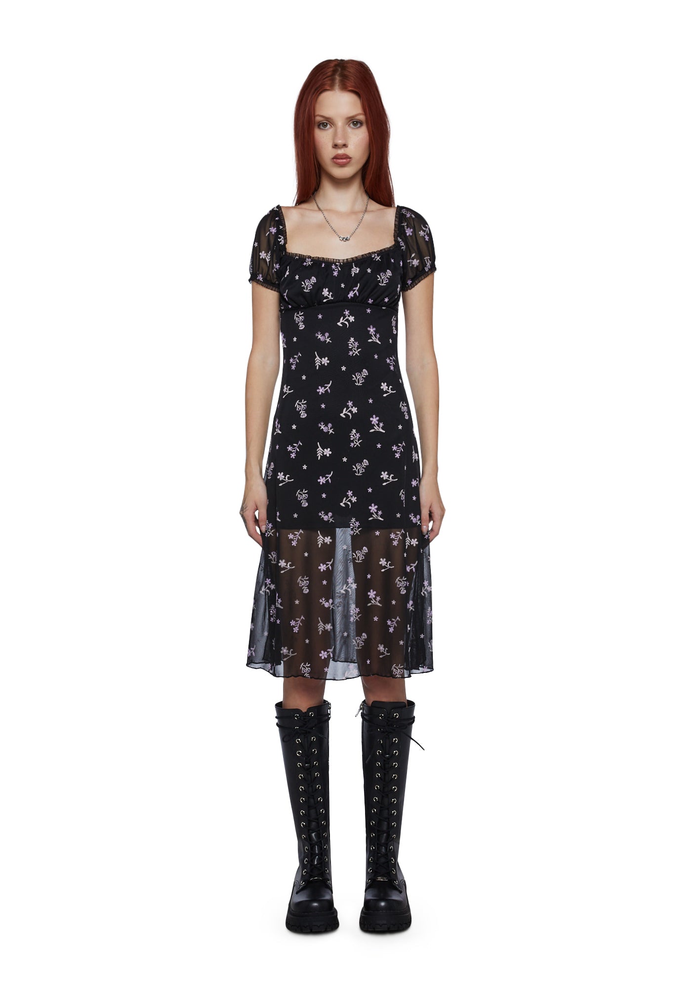 Delias Mesh Midi Dress- Black – Dolls Kill
