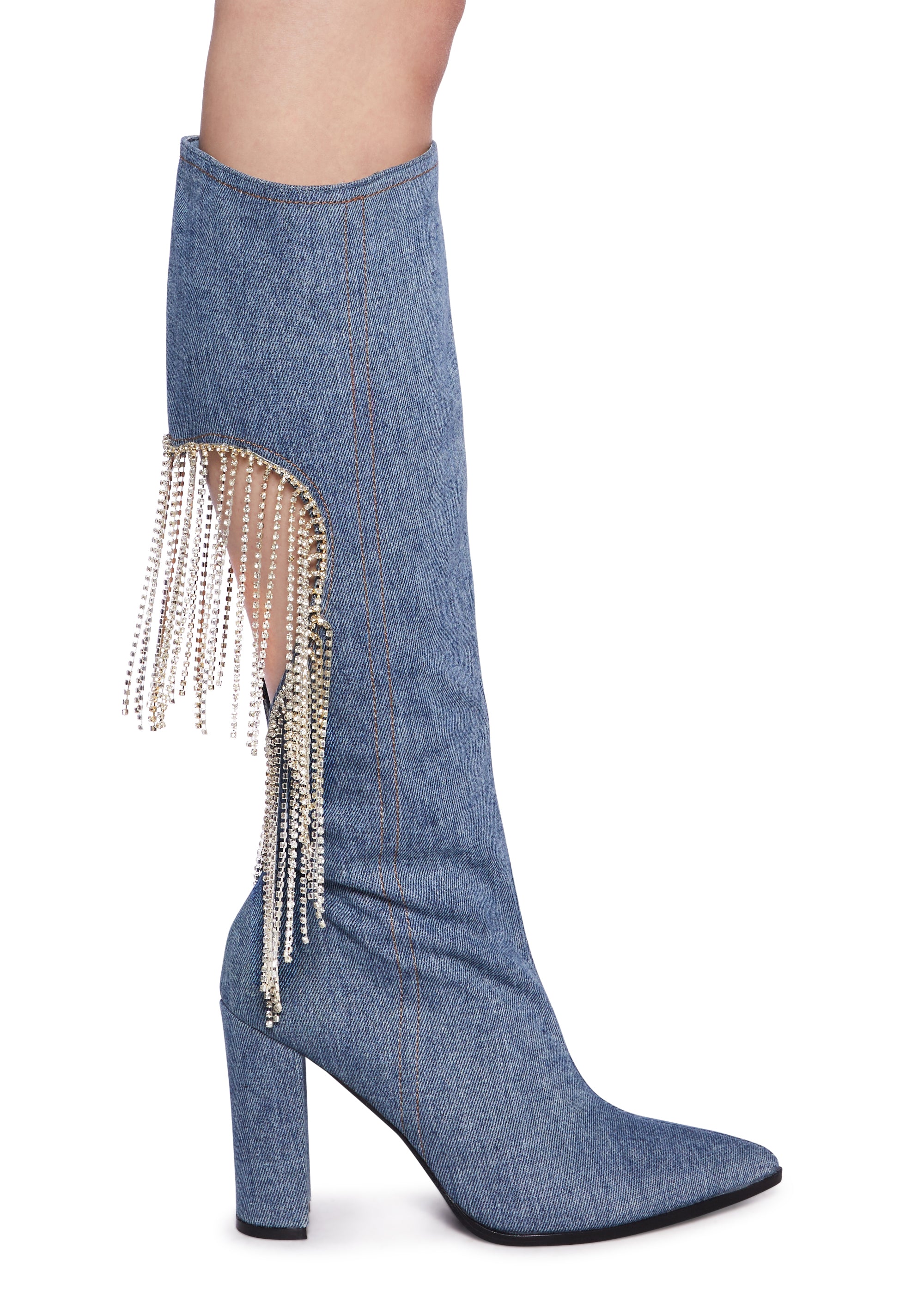 Lemon Drop By Privileged Denim Rhinestone Heart Fringe Heeled Boots ...