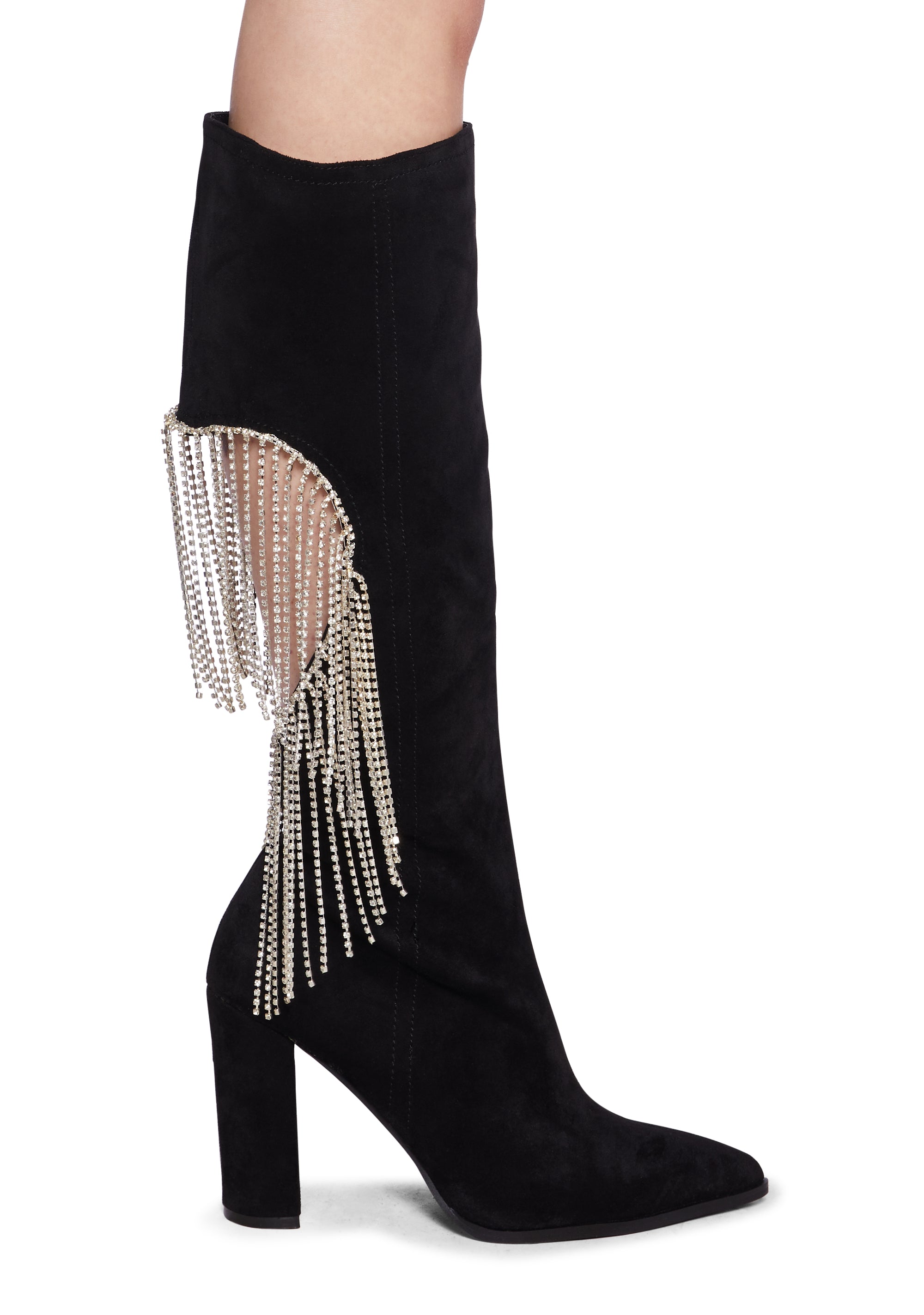 Lemon Drop By Privileged Faux Suede Rhinestone Heart Fringe Heeled ...
