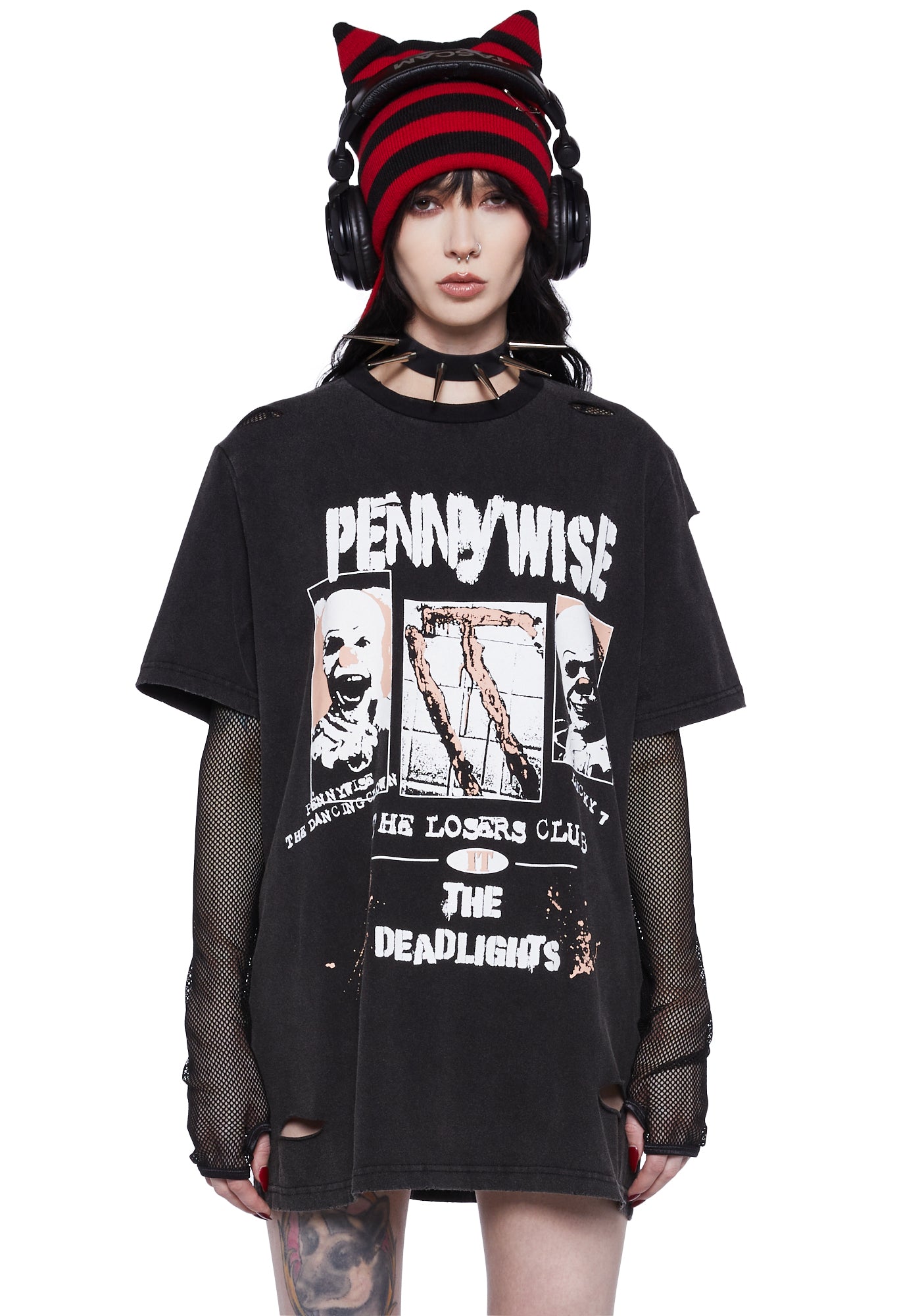 Dolls Kill X WB Horror Oversized Tee-Black