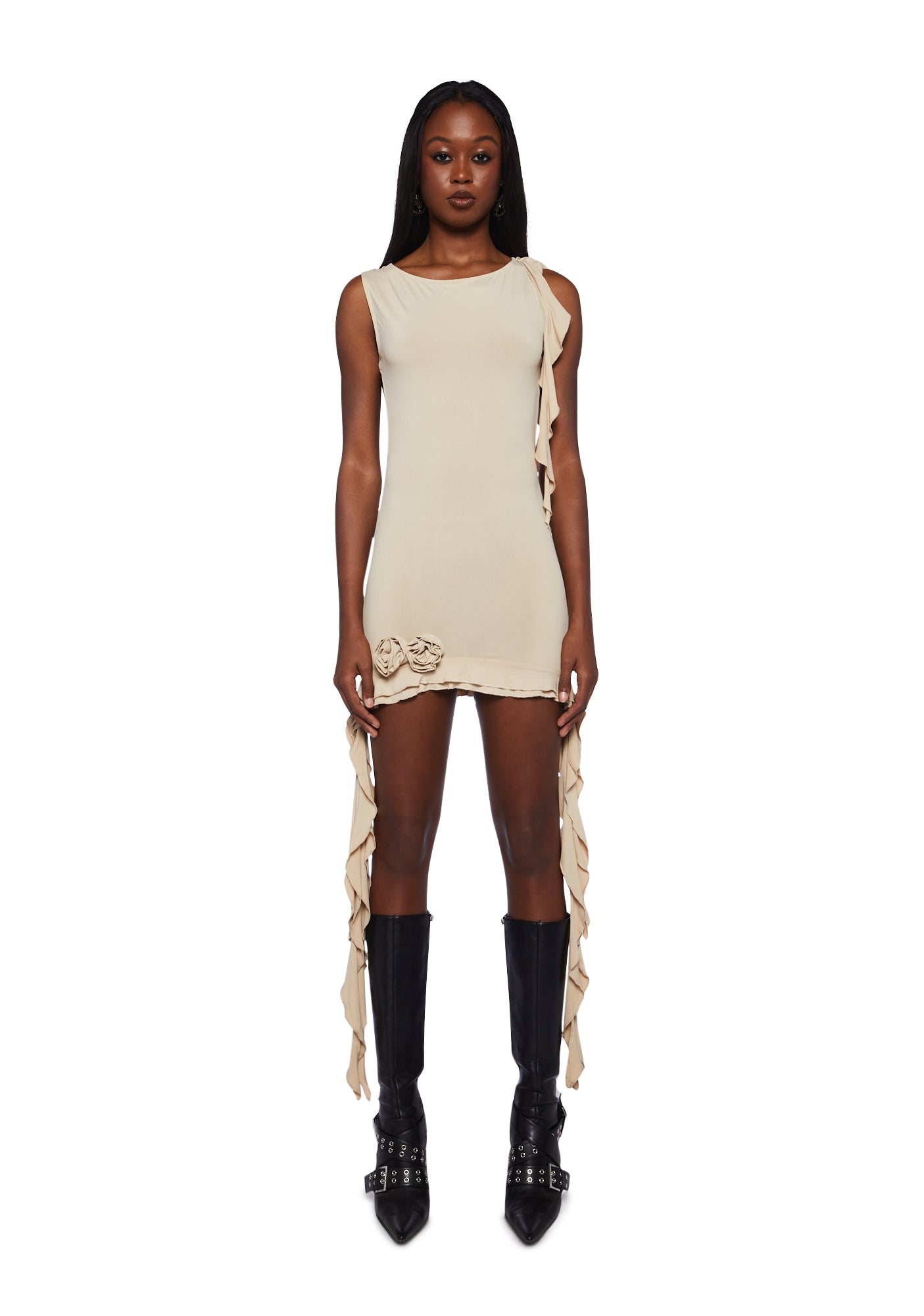 Lioness Mini Rosette Dress- Off White – Dolls Kill
