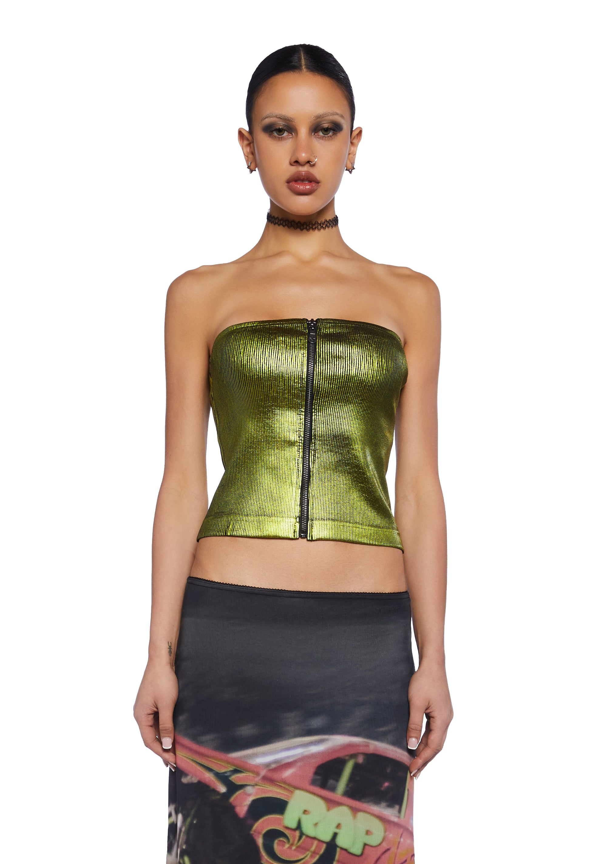 Basic Pleasure Mode Foil Metallic Tube Top Y2K - Green – Dolls Kill
