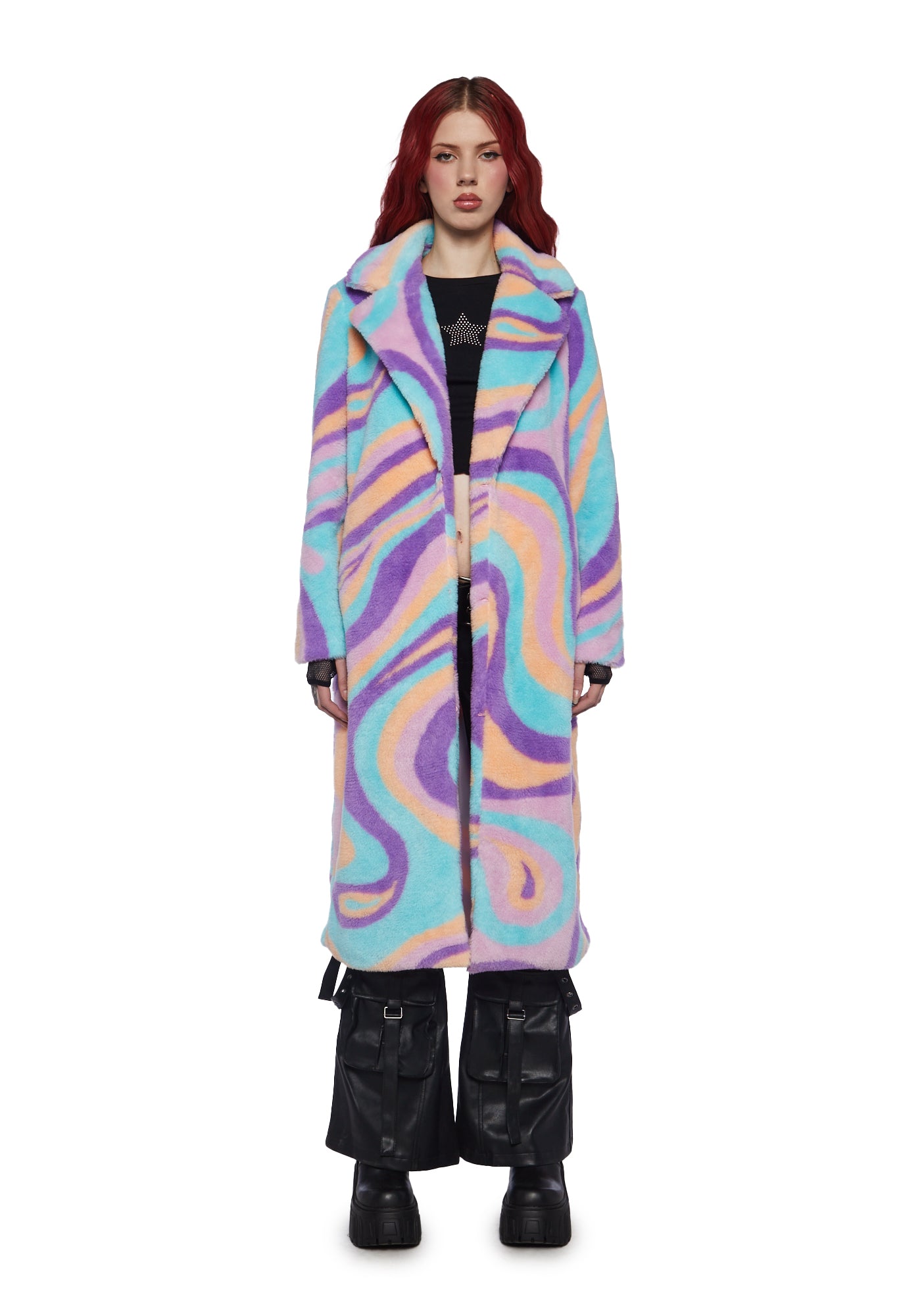 Current Mood Trippy Swirl Maxi Coat - Multi – Dolls Kill