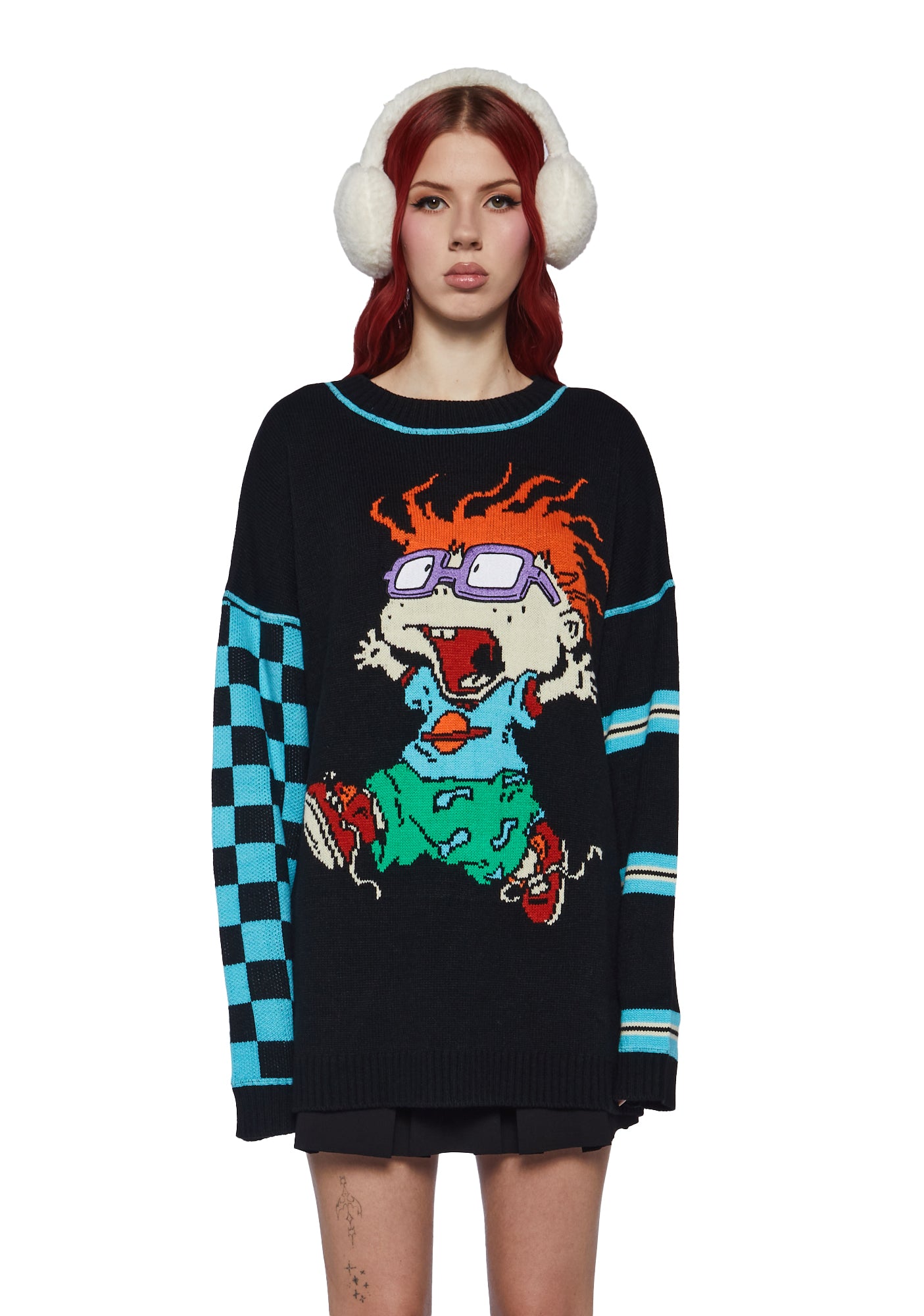 Dolls Kill x Rugrats Oversized Knit Sweater- Black
