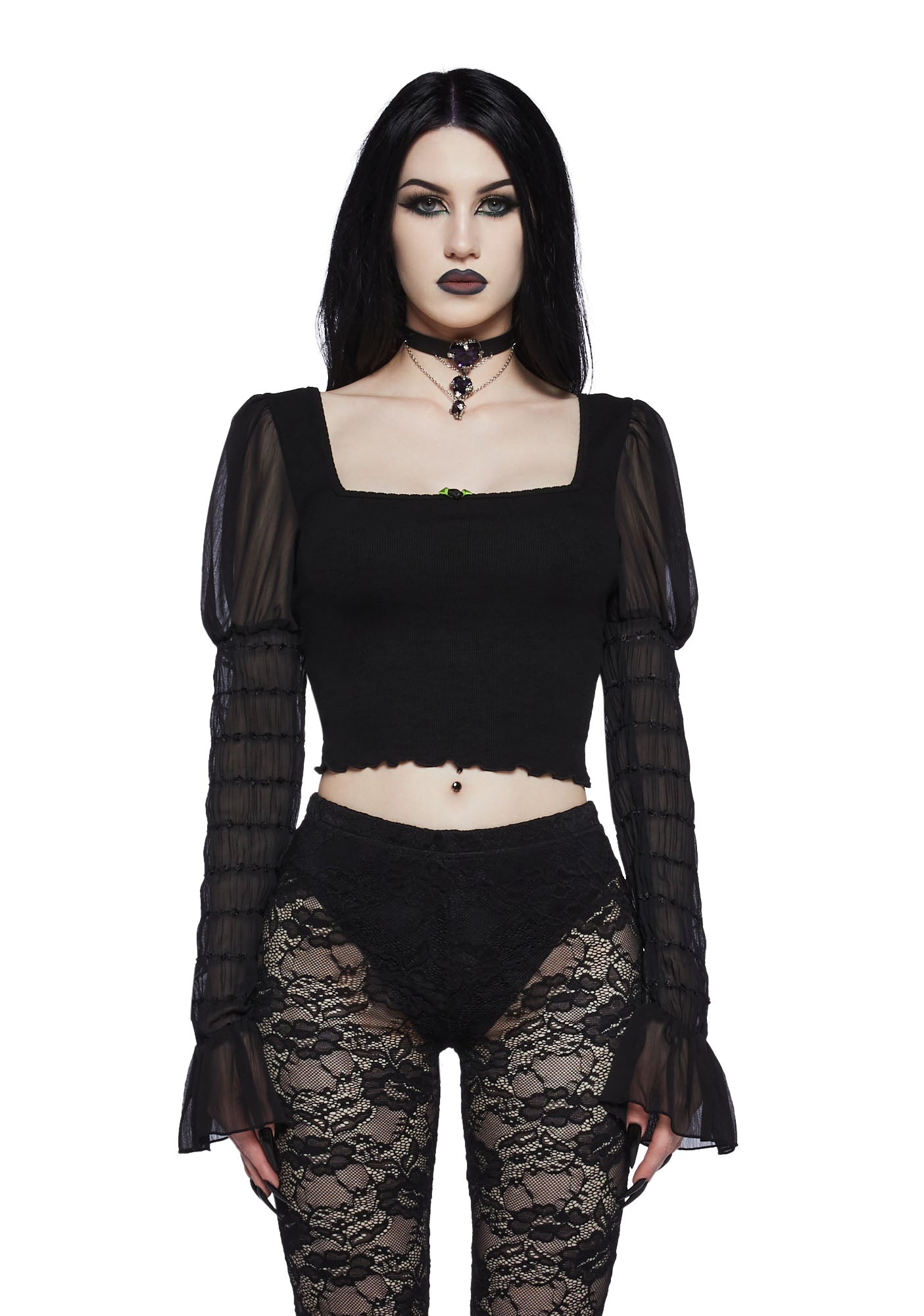 Widow Widow Puff Long Sleeve Top - Black – Dolls Kill