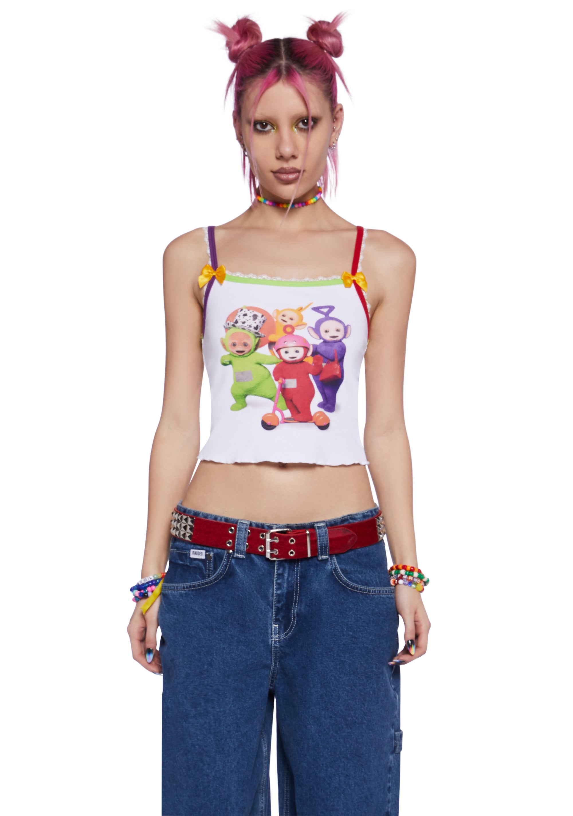Dolls Kill x Teletubbies Contrast Colored Cami Tank With Graphic Po ...