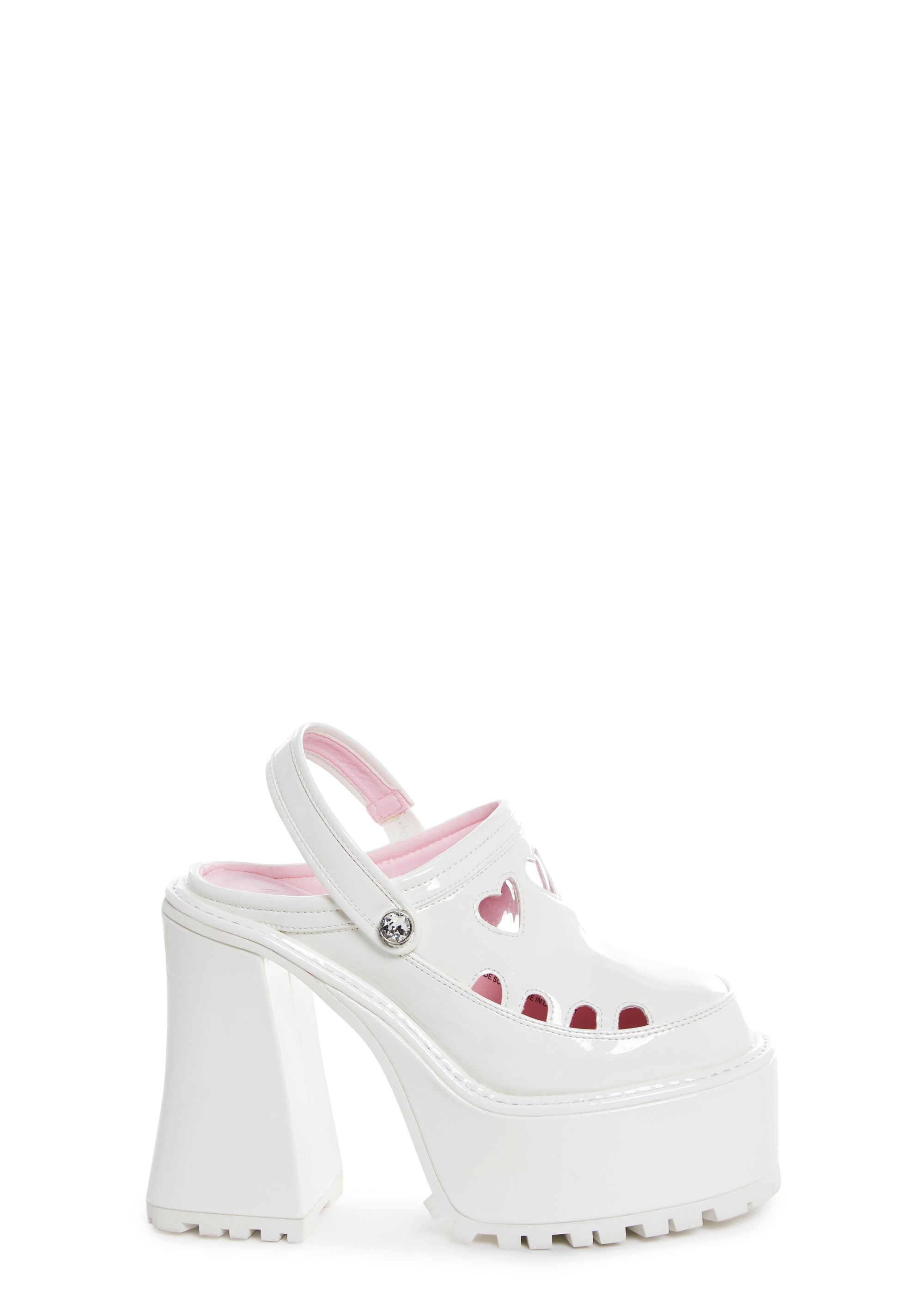 Sugar Thrillz Heart Cut Out Date Night Platform Clogs - White – Dolls Kill