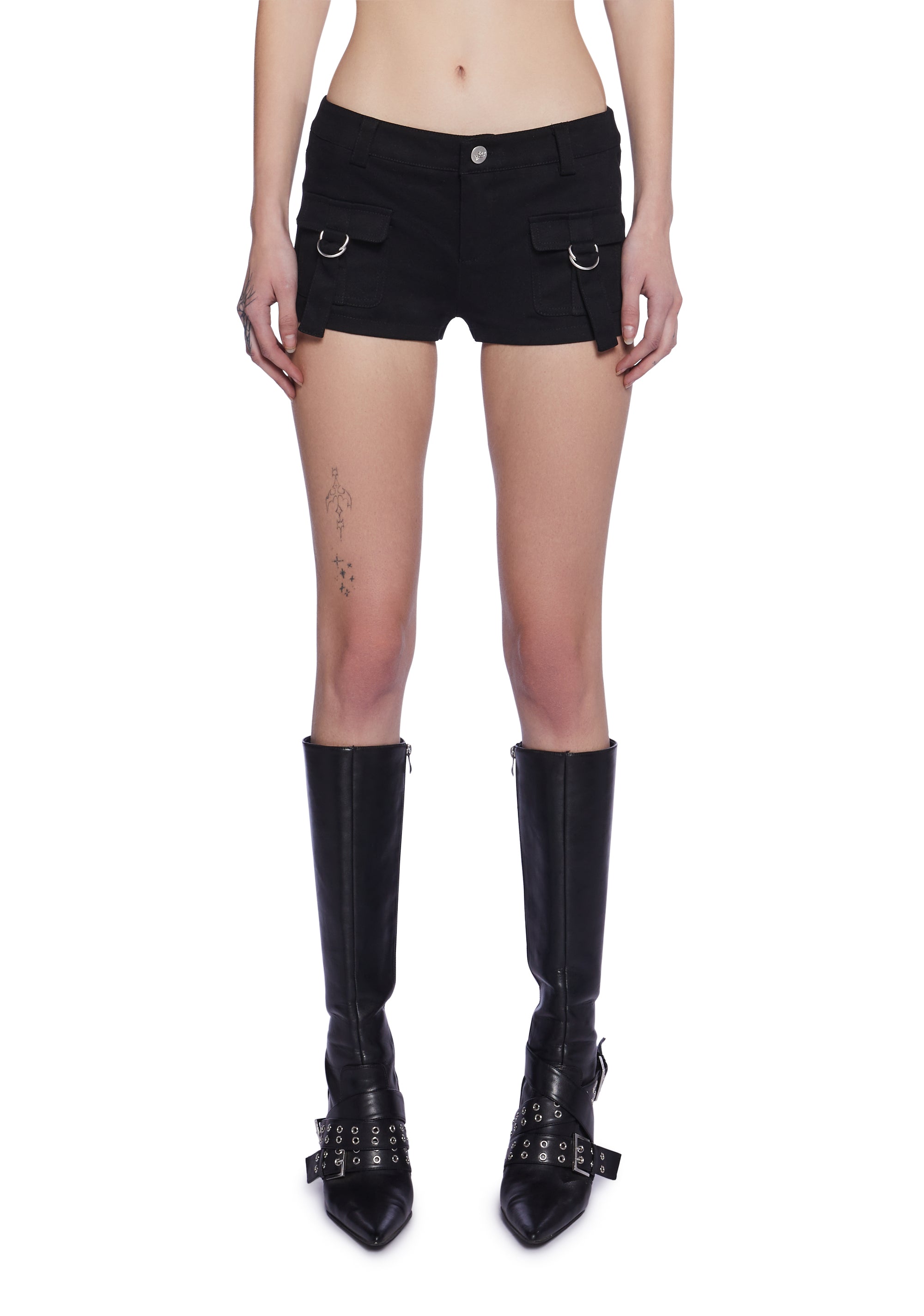 Generation Kiss Stretchy Twill Mini Cargo Shorts - Black – Dolls Kill