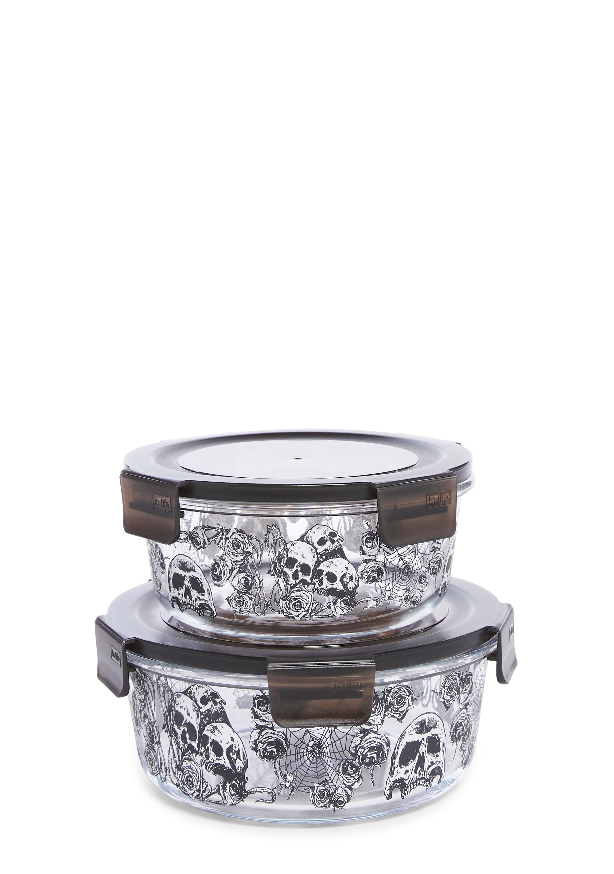Dolls Home Goth Skull Spiderweb Rose Glass Tupperware Set - Black ...