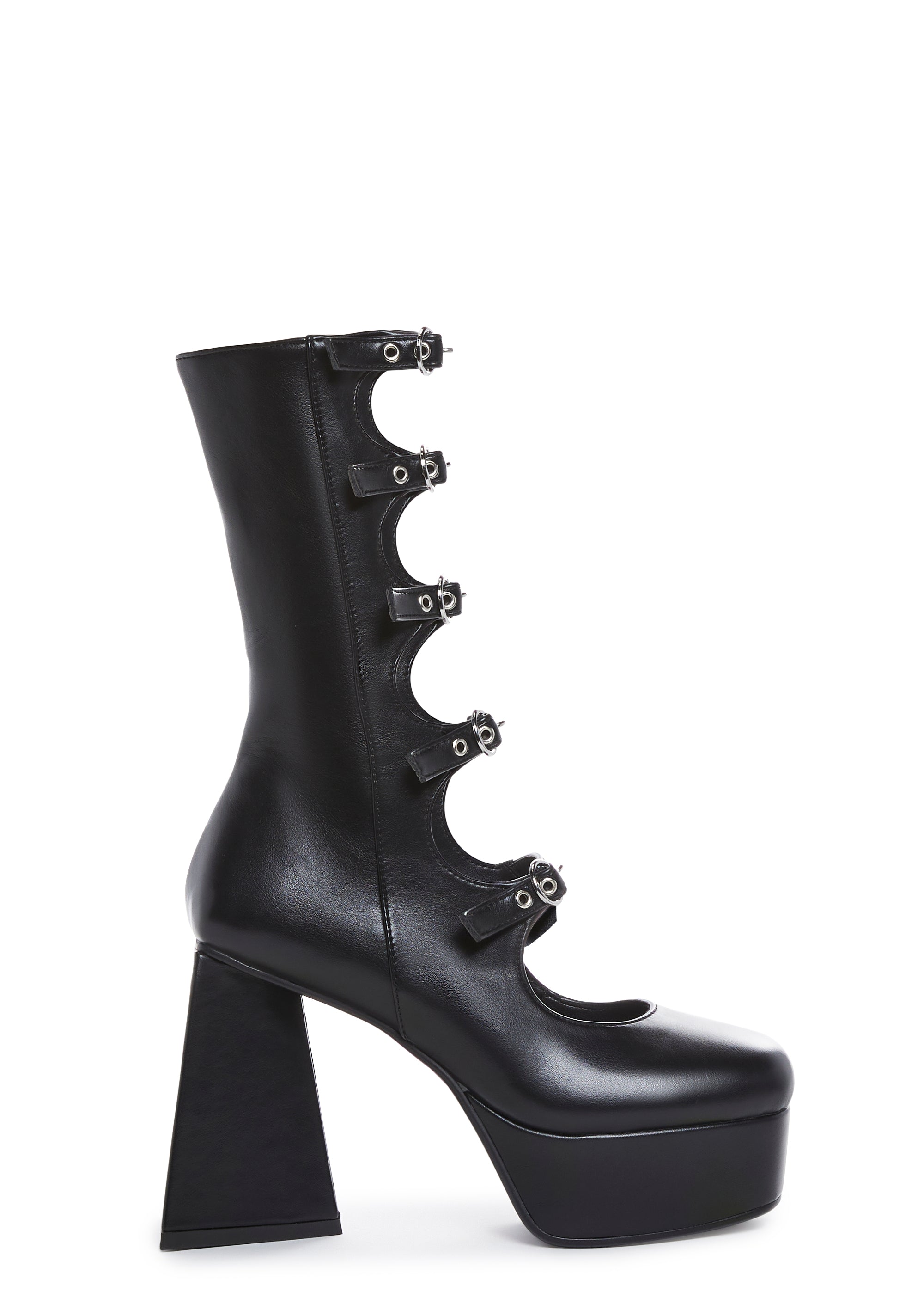 Lamoda Vegan Leather Platform Mary Jane Boots - Black – Dolls Kill