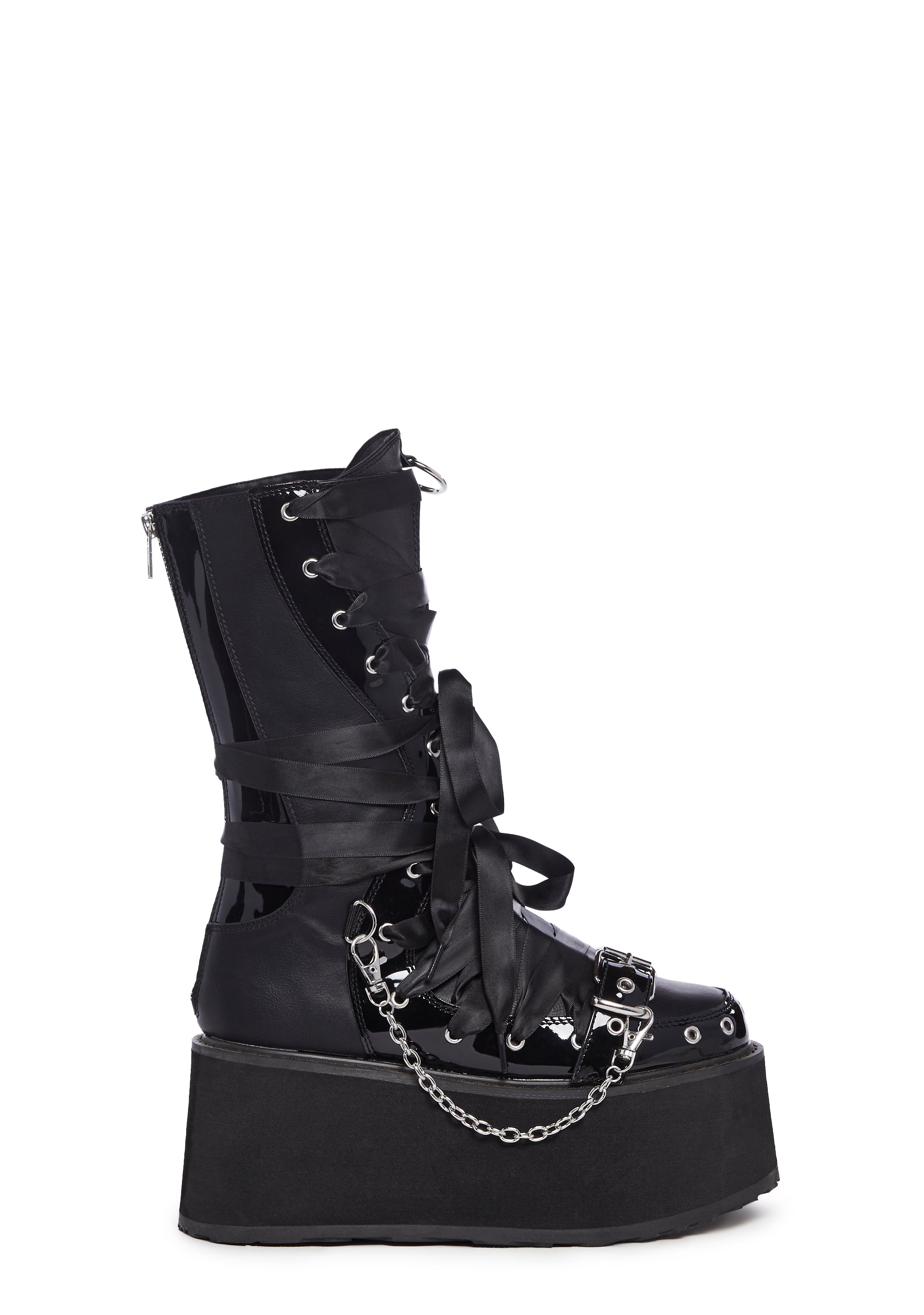 Demonia Platform Boots With Interchangeable Laces - Black – Dolls Kill