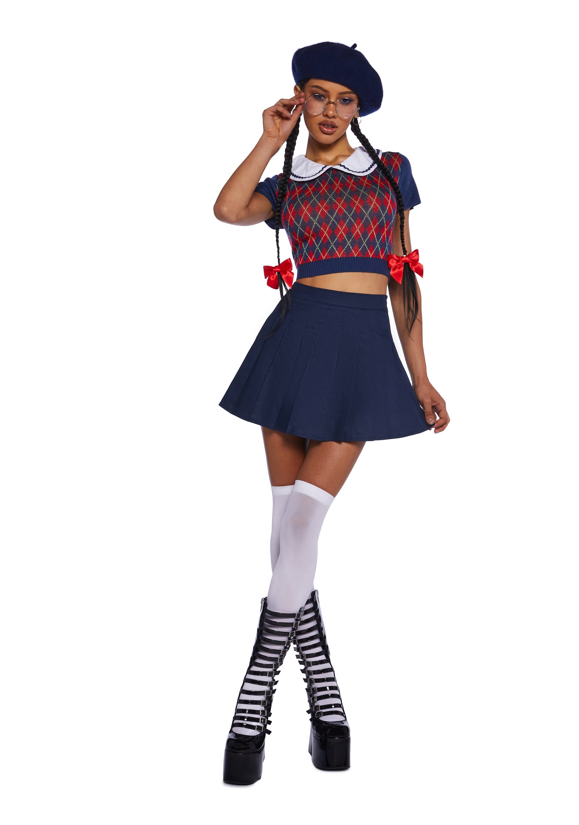 Sexy Womans Halloween Costume Nerd 40s 1940s Costume Set Blue Dolls Kill