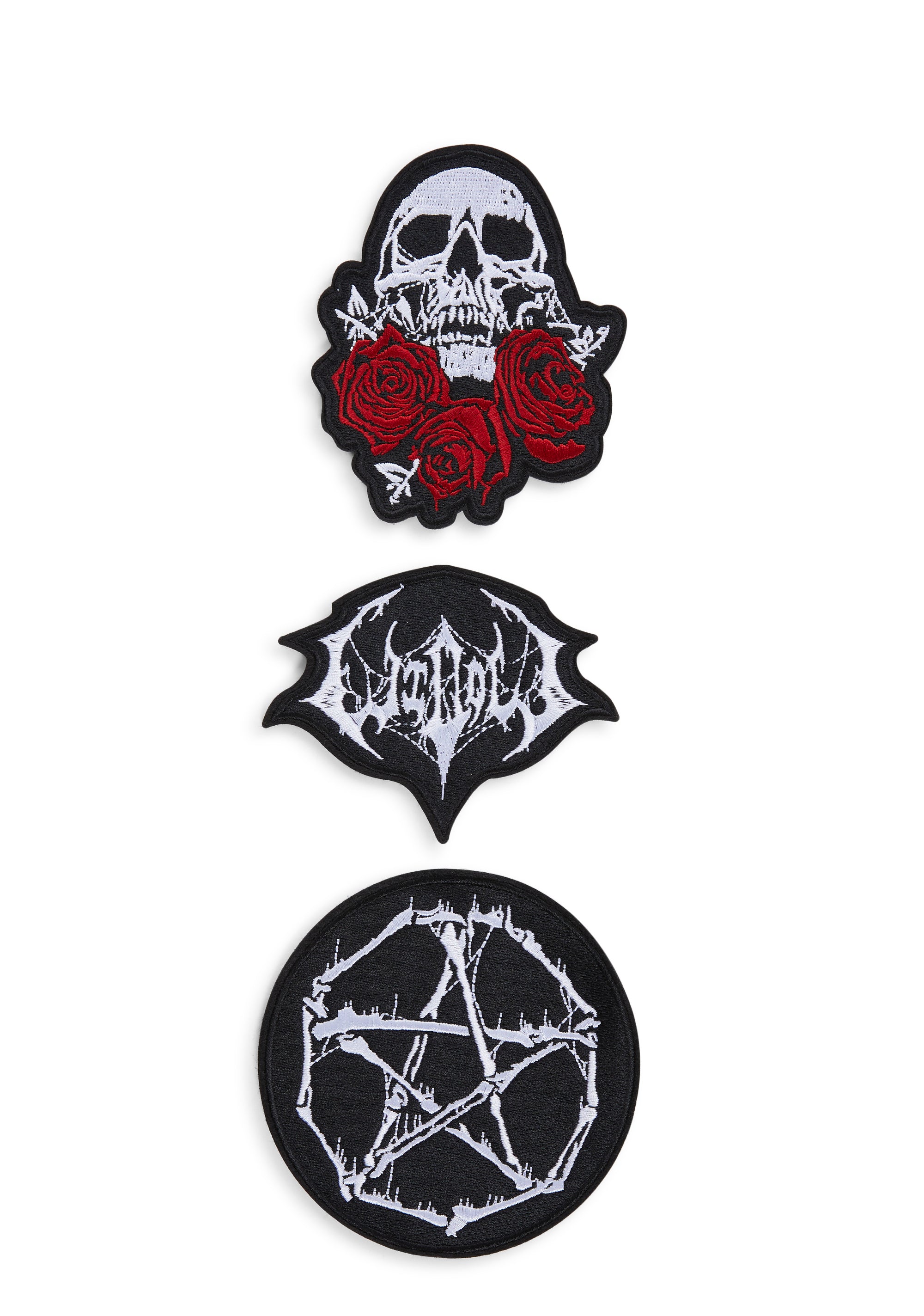 Widow Skull Roses Pentagram Patch Set - Black – Dolls Kill