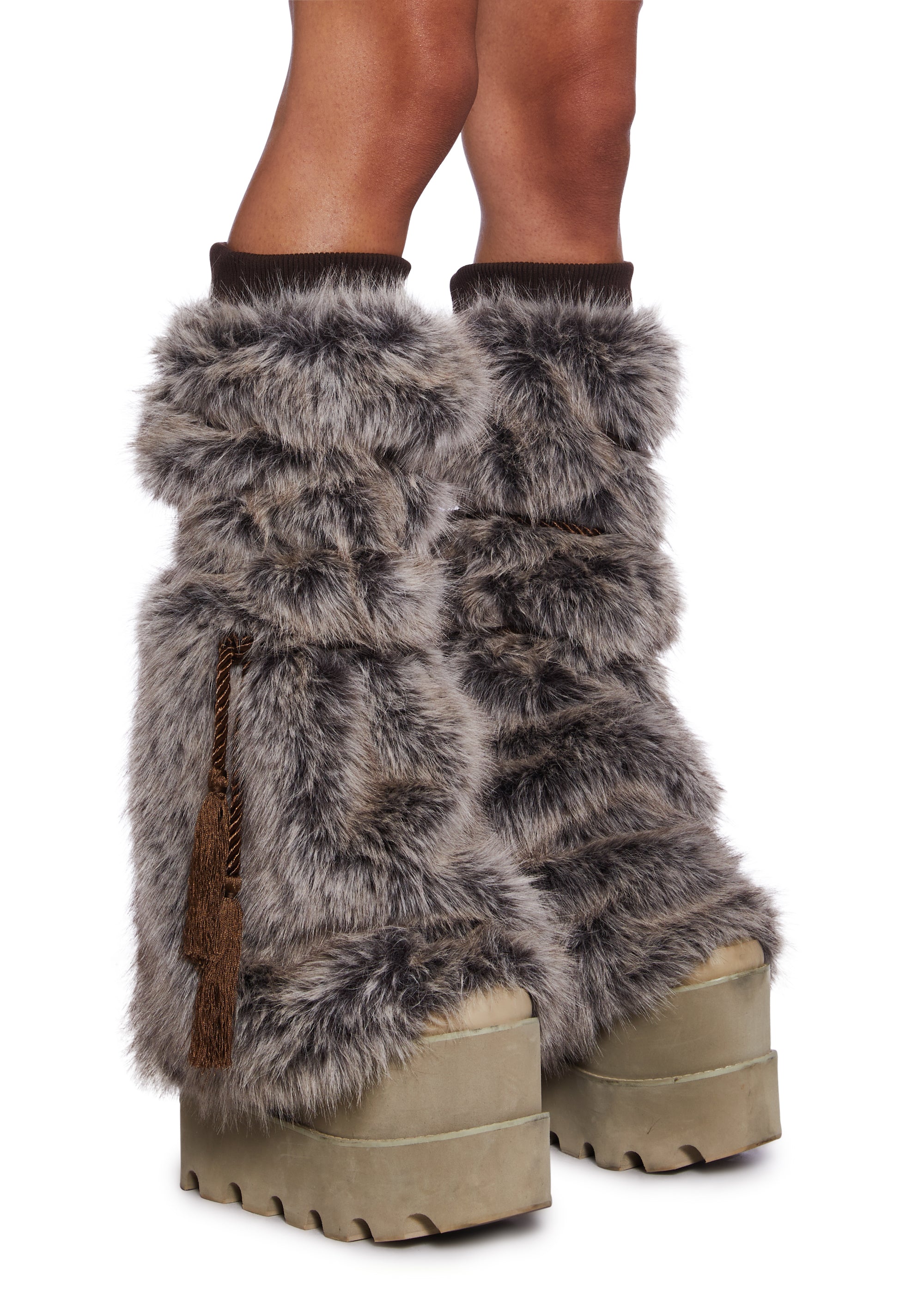 Club Exx Burning Man Faux Fur Leg Warmers With Tassel Ropes Burning Man ...