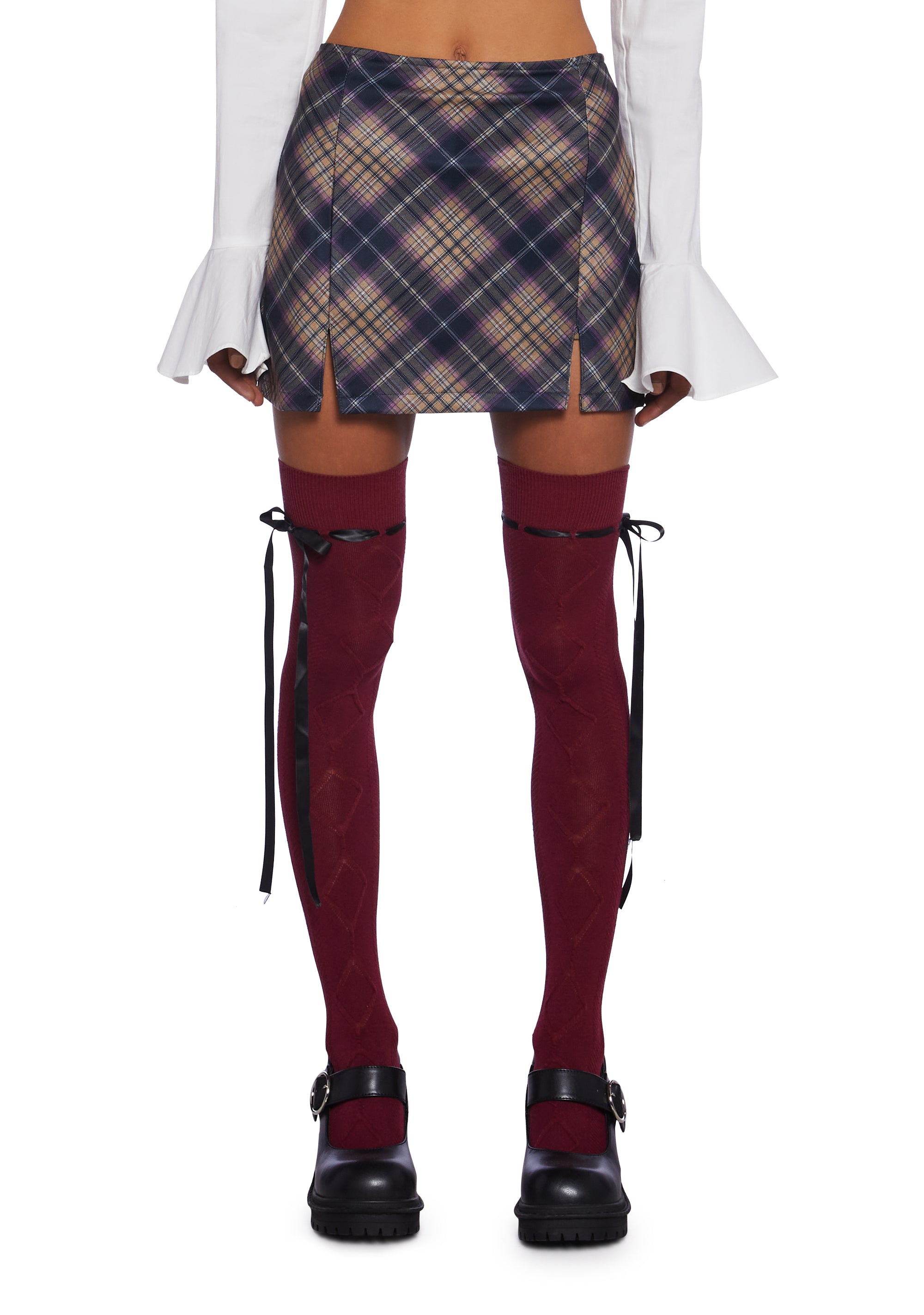 Delia's Double Slit Plaid Mini Skort - Multi – Dolls Kill