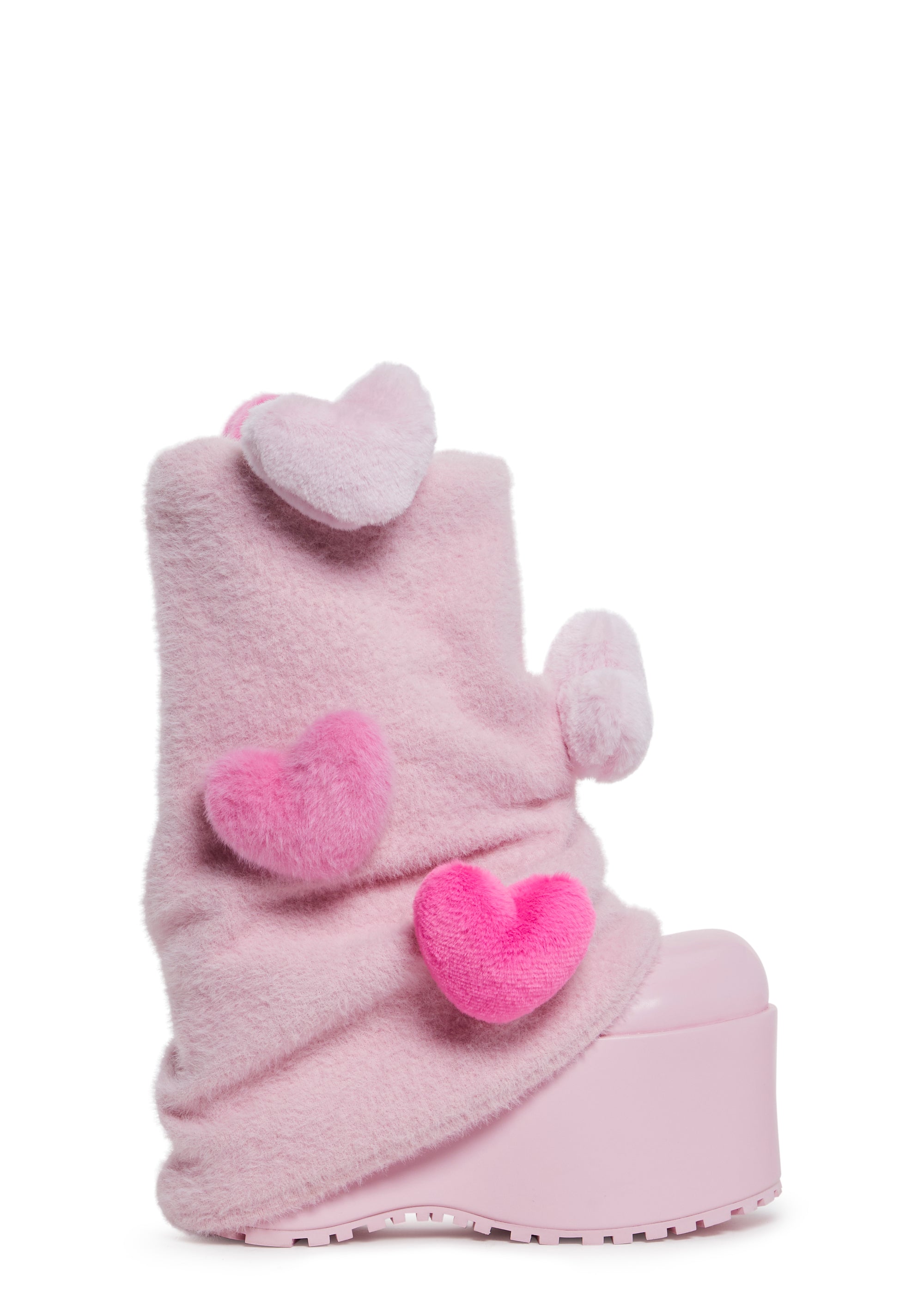 Sugar Thrillz Leg Warmer Plush Heart Platform Boots - Pink – Dolls Kill