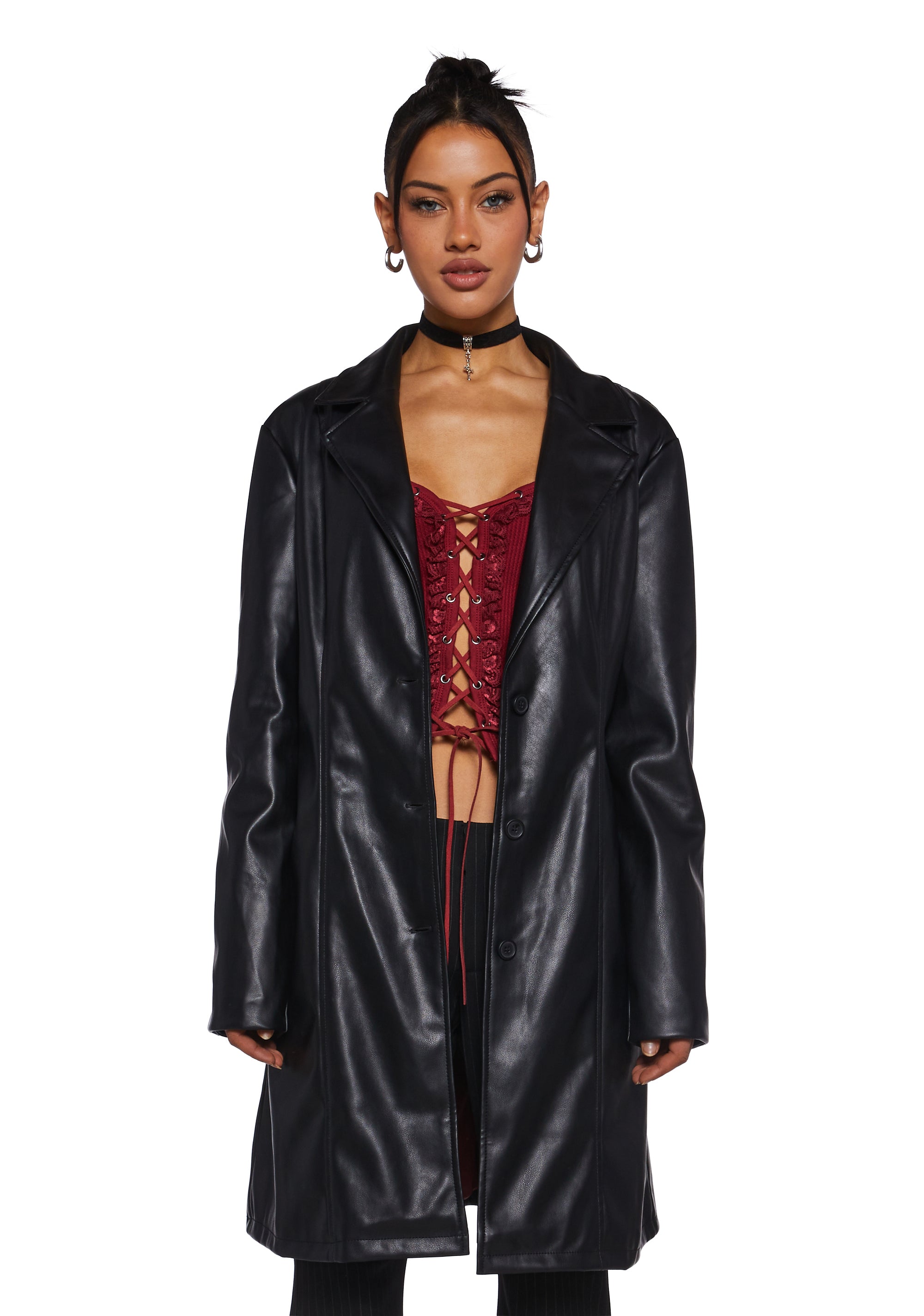 Vegan Leather Jacket Blazer Delia's - Black – Dolls Kill