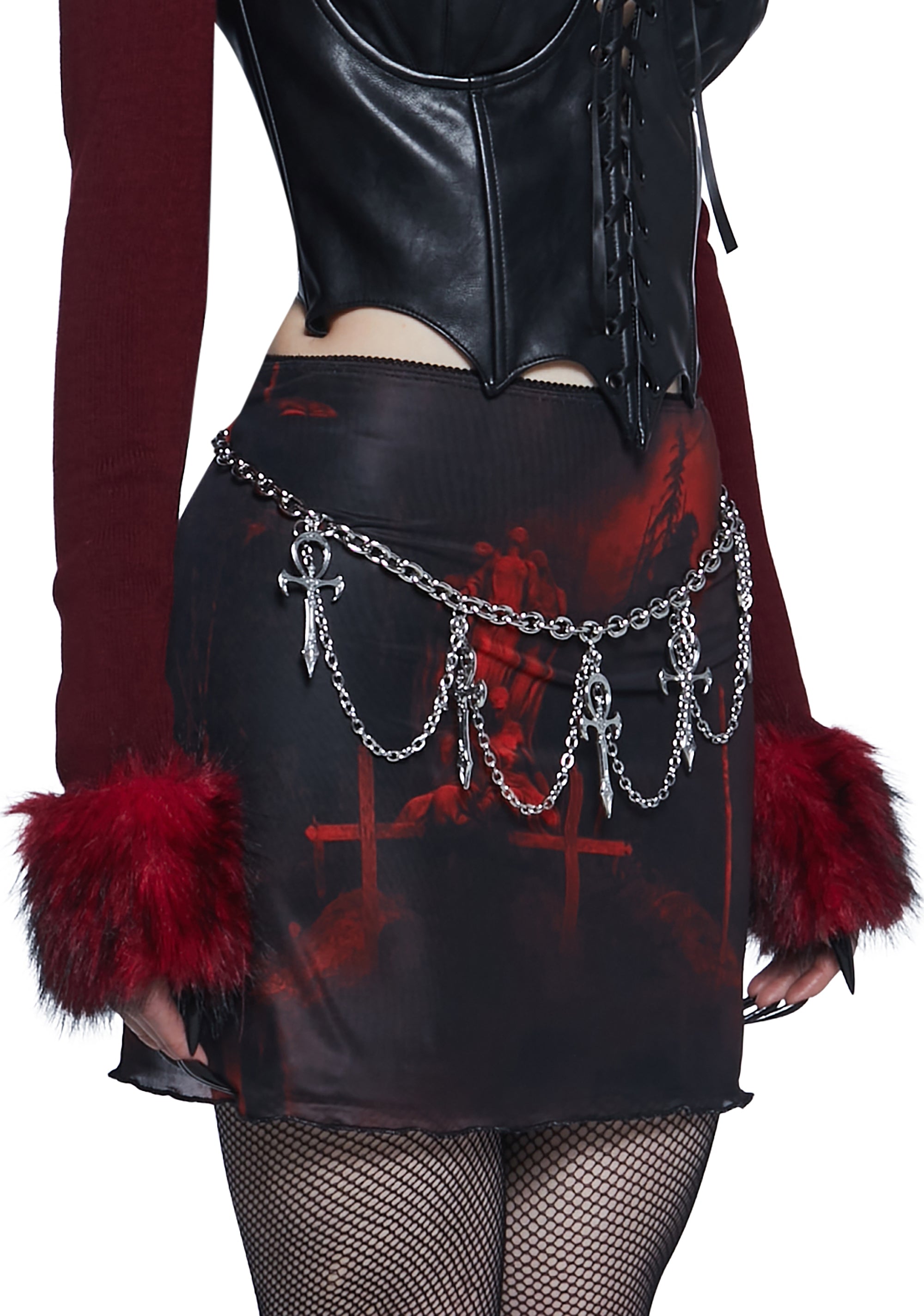 Widow Vampire Goth Ankh Charm Chain Link Belt - Silver – Dolls Kill