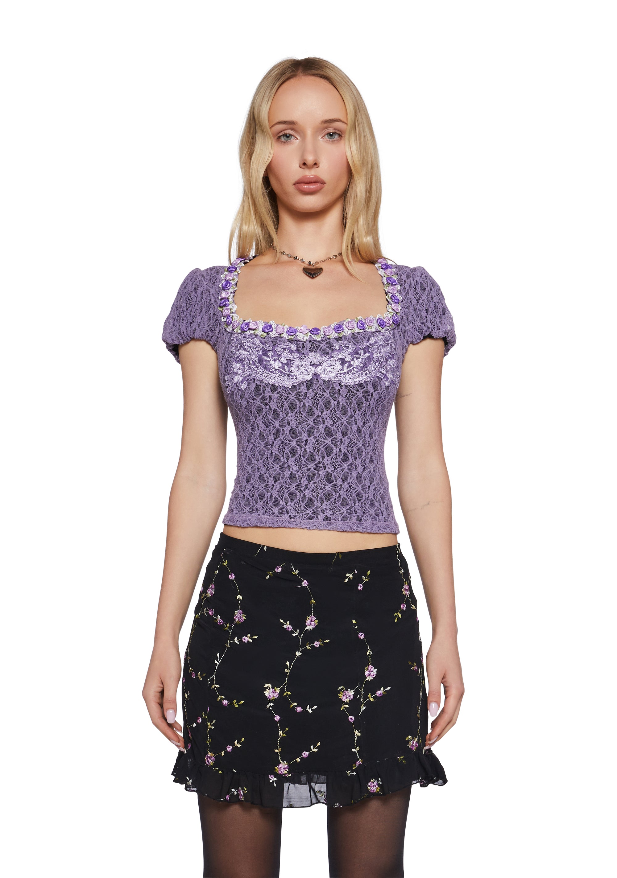 Cottage Core Princess Lace Top Sugar Thrillz - Purple – Dolls Kill