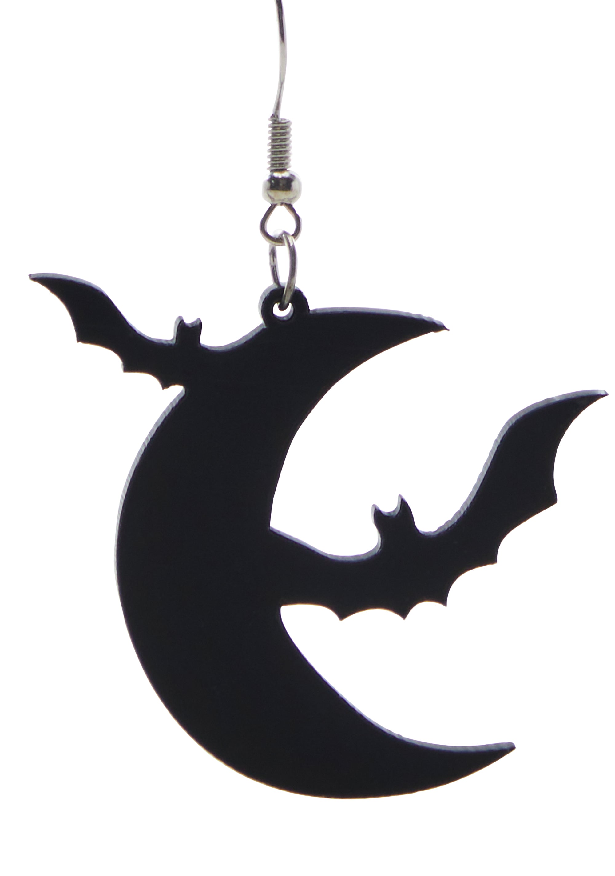 Halloween Spooky Crescent Moon Bat Cauldron Acrylic Drop Earrings ...