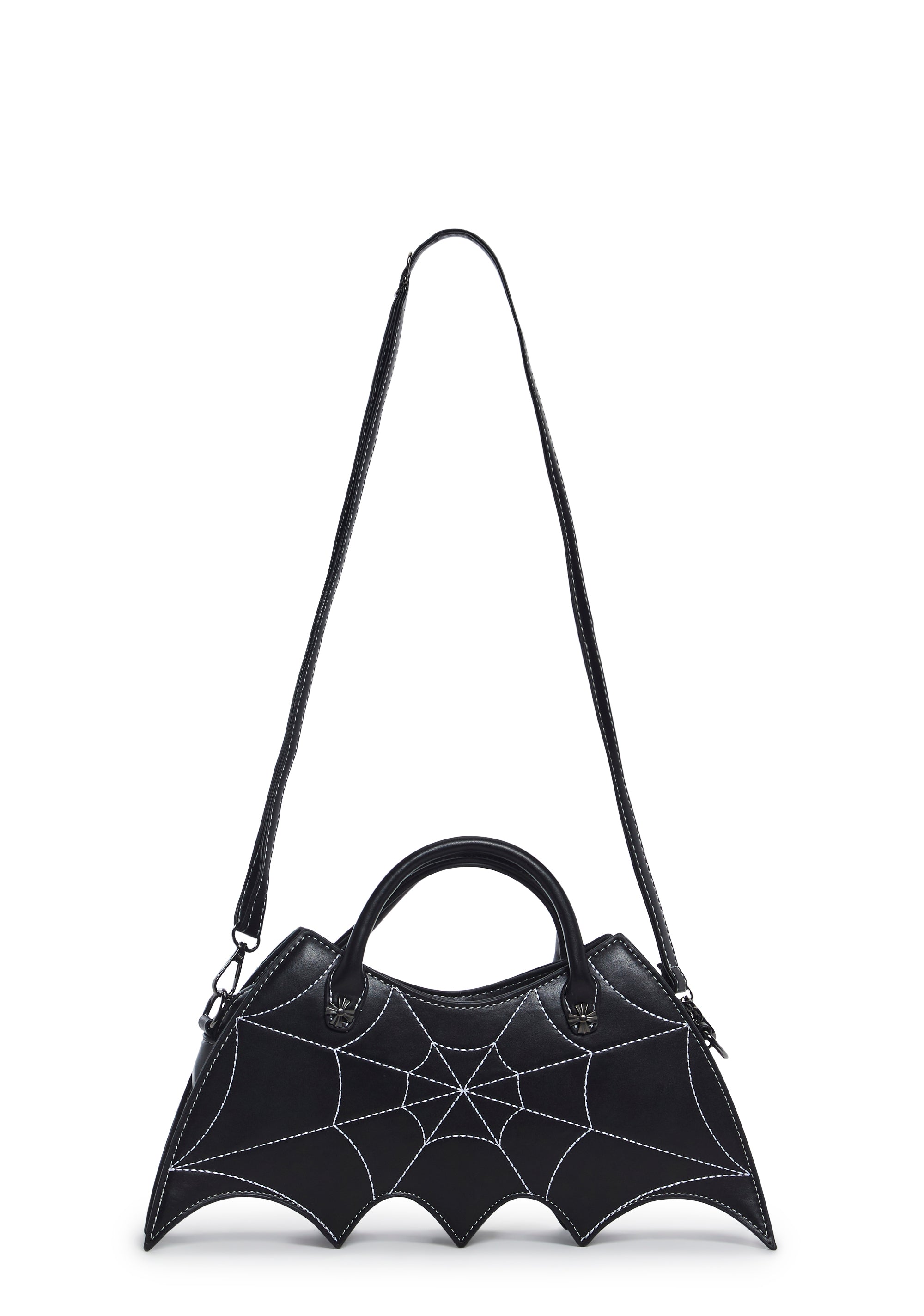 Bat Shaped Embroidered Web Hand Bag Halloween Spooky - Black – Dolls Kill