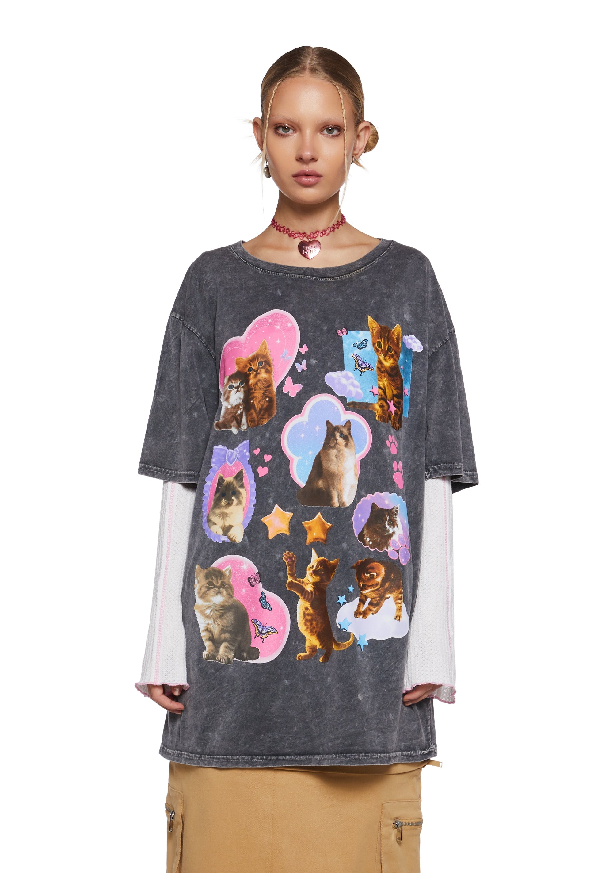Cat Fan Oversized Tee (Brooklyn) – Dolls Kill