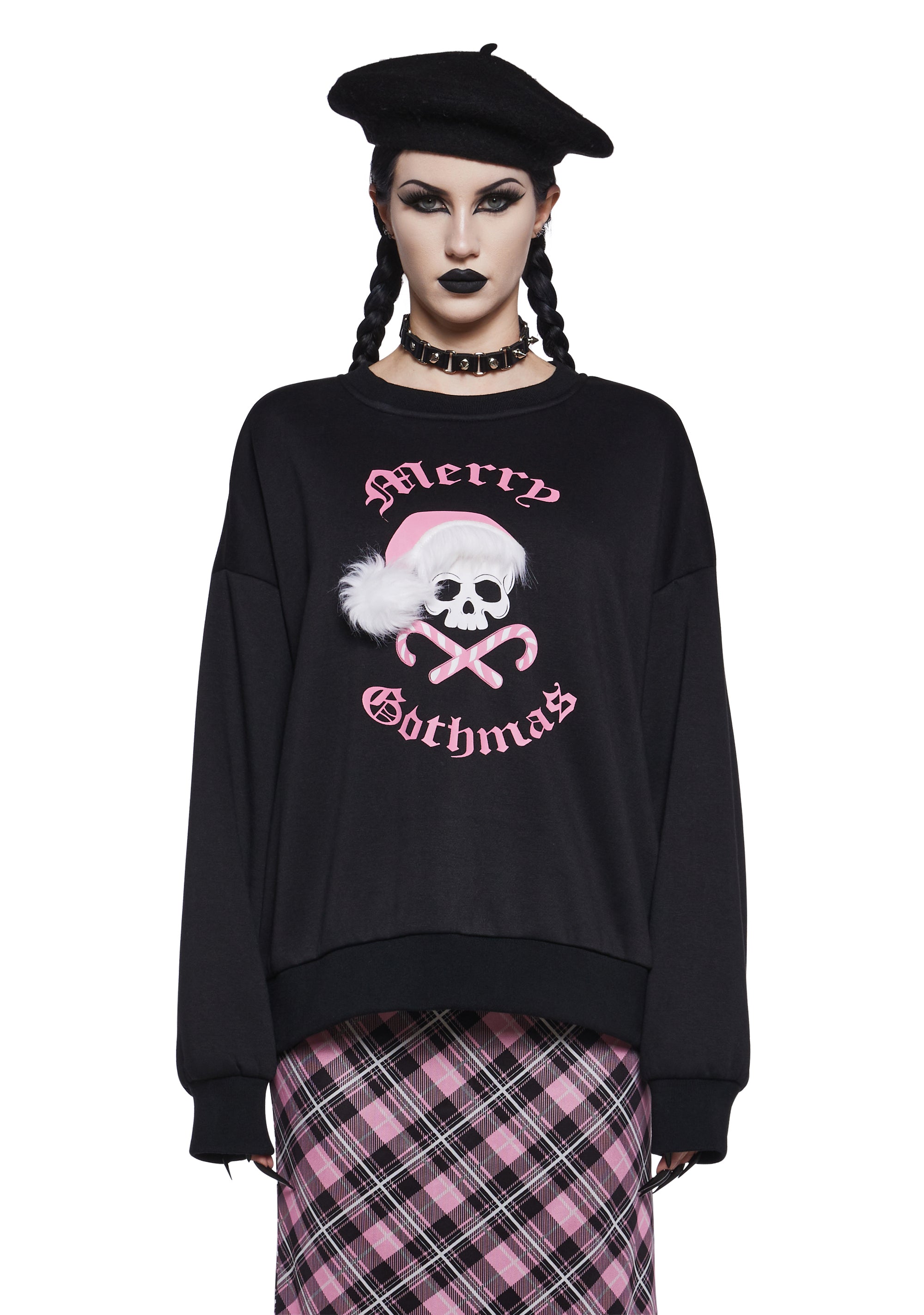 The Grave Girls Merry Gothmas Knit Pullover Sweatshirt - Black – Dolls Kill