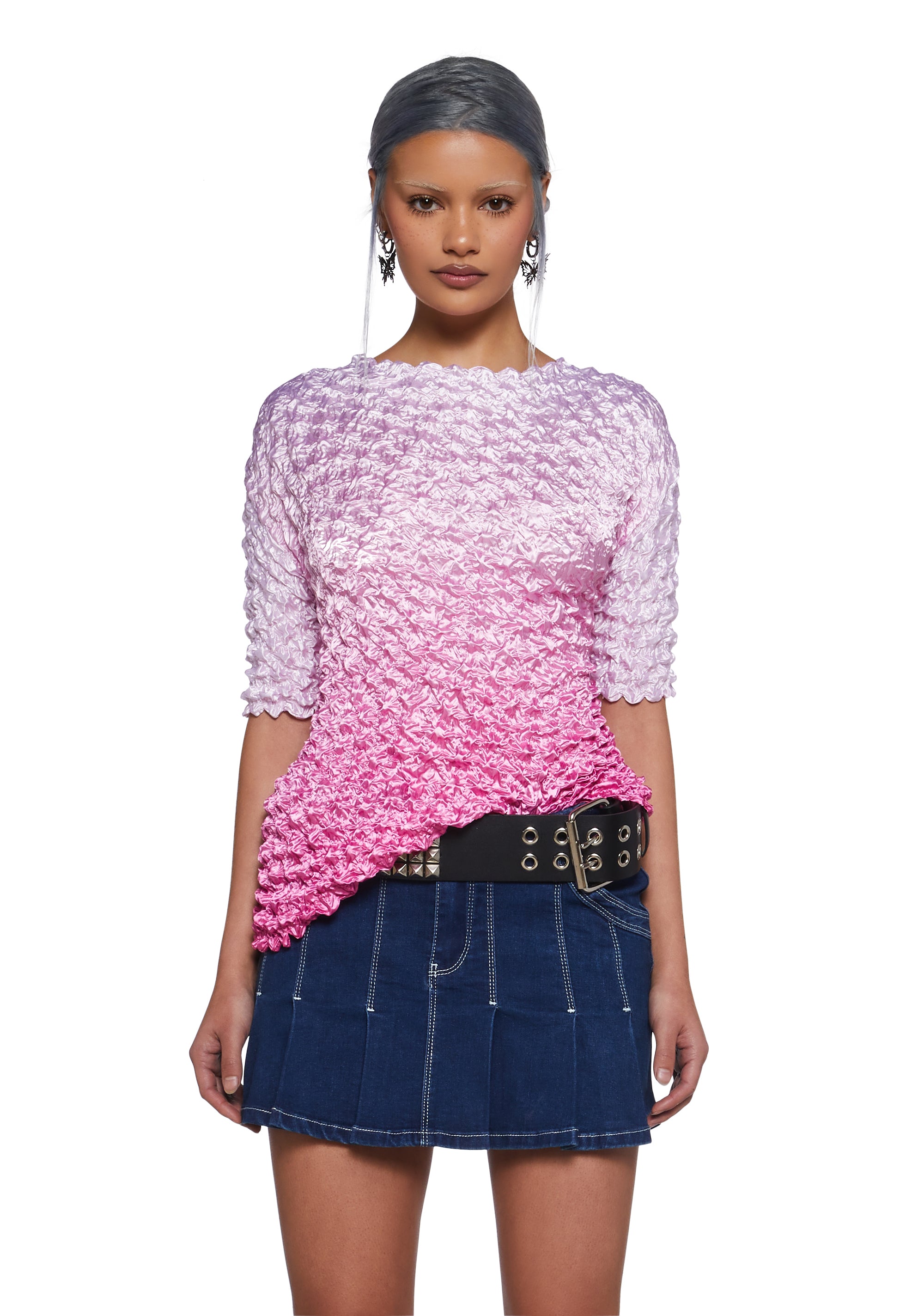 Stretchy Dip-Dye Ombre Popcorn Top Current Mood - Pink – Dolls Kill