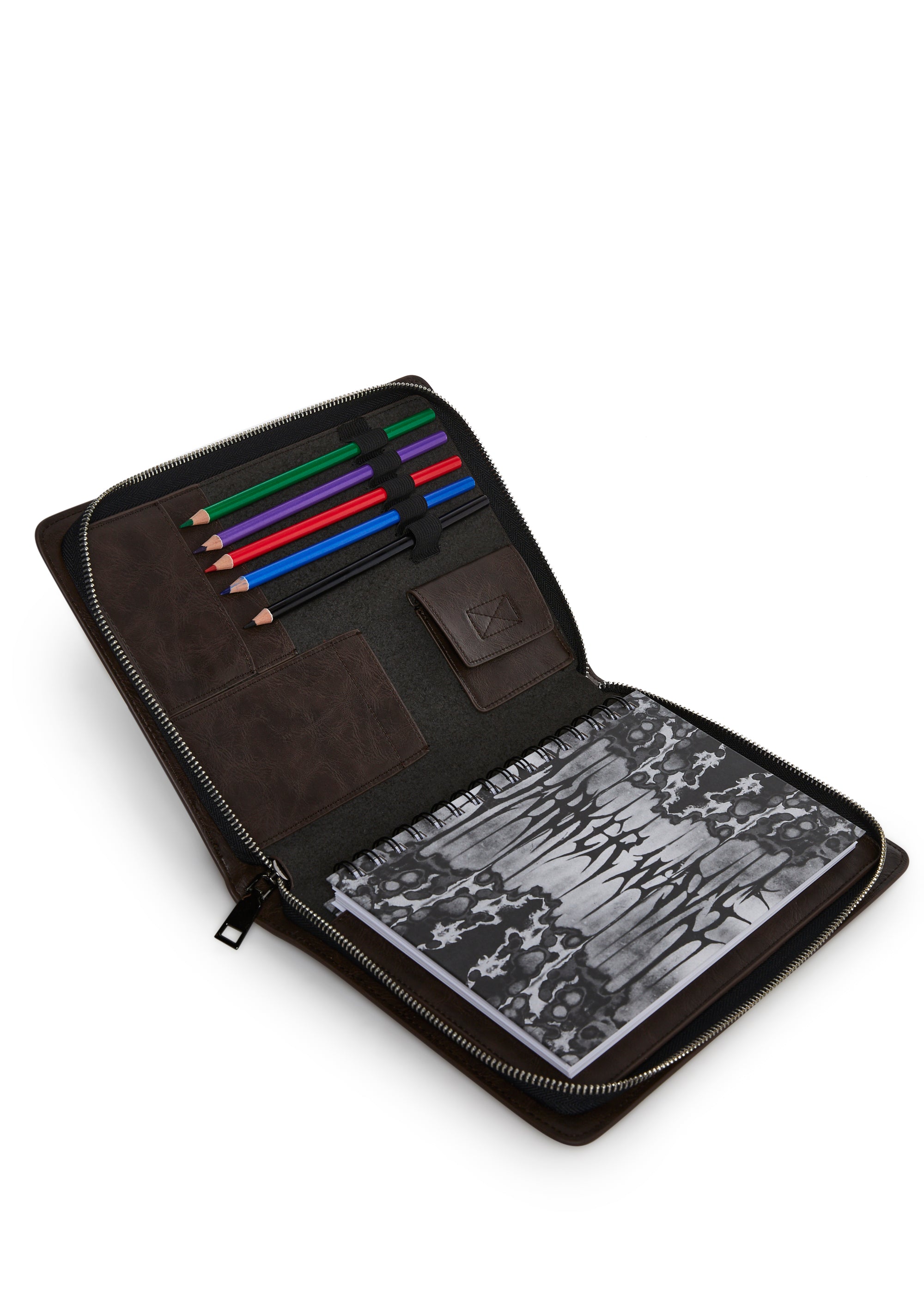 Vegan Leather Logo Nylon Strap Sketchbook Holder Darker Wavs - Black ...