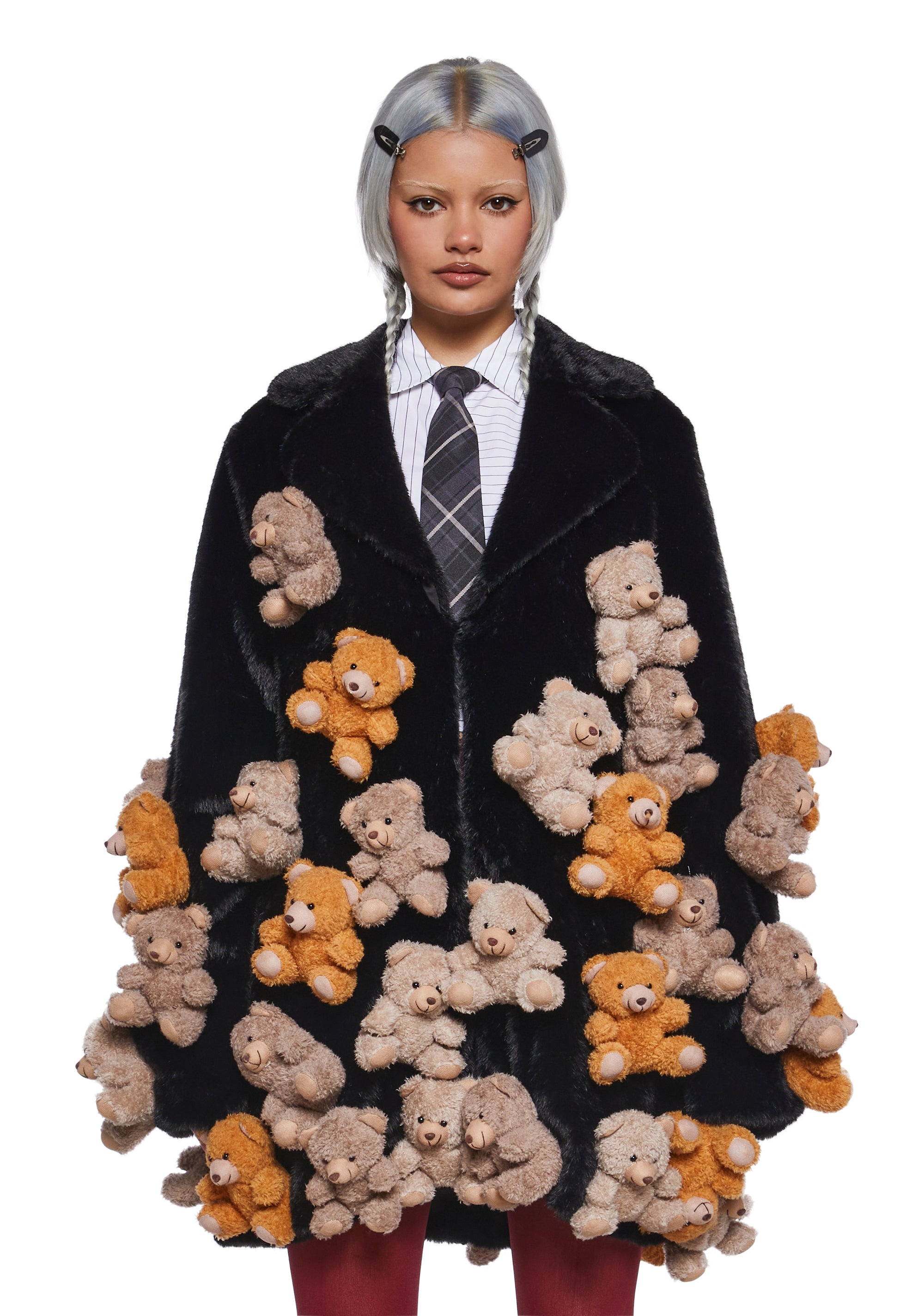 Faux Fur Teddy Bear Plushie Coat Delia's - Multi – Dolls Kill