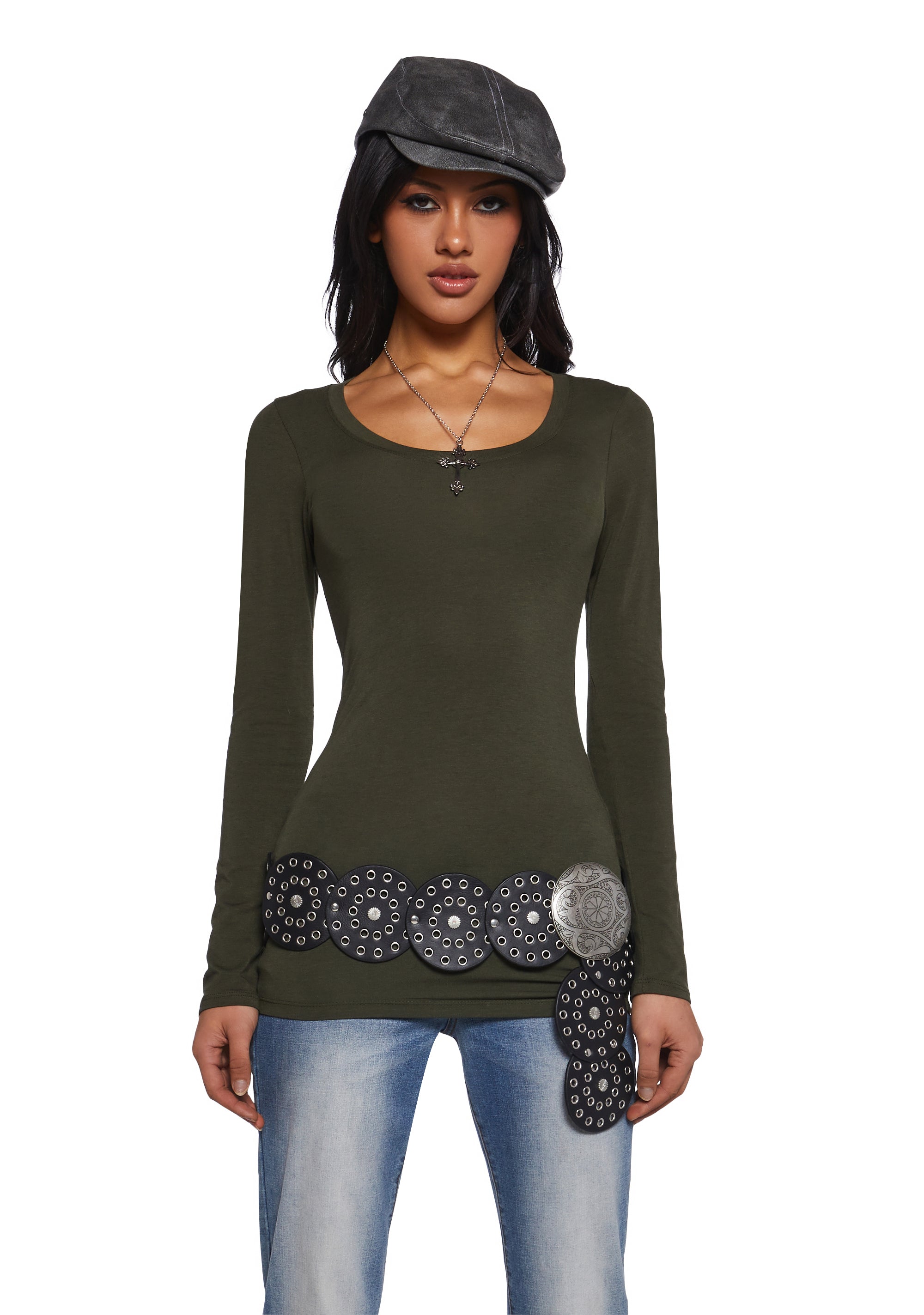 Long Sleeve Basic Top Back To School Casual - Green – Dolls Kill