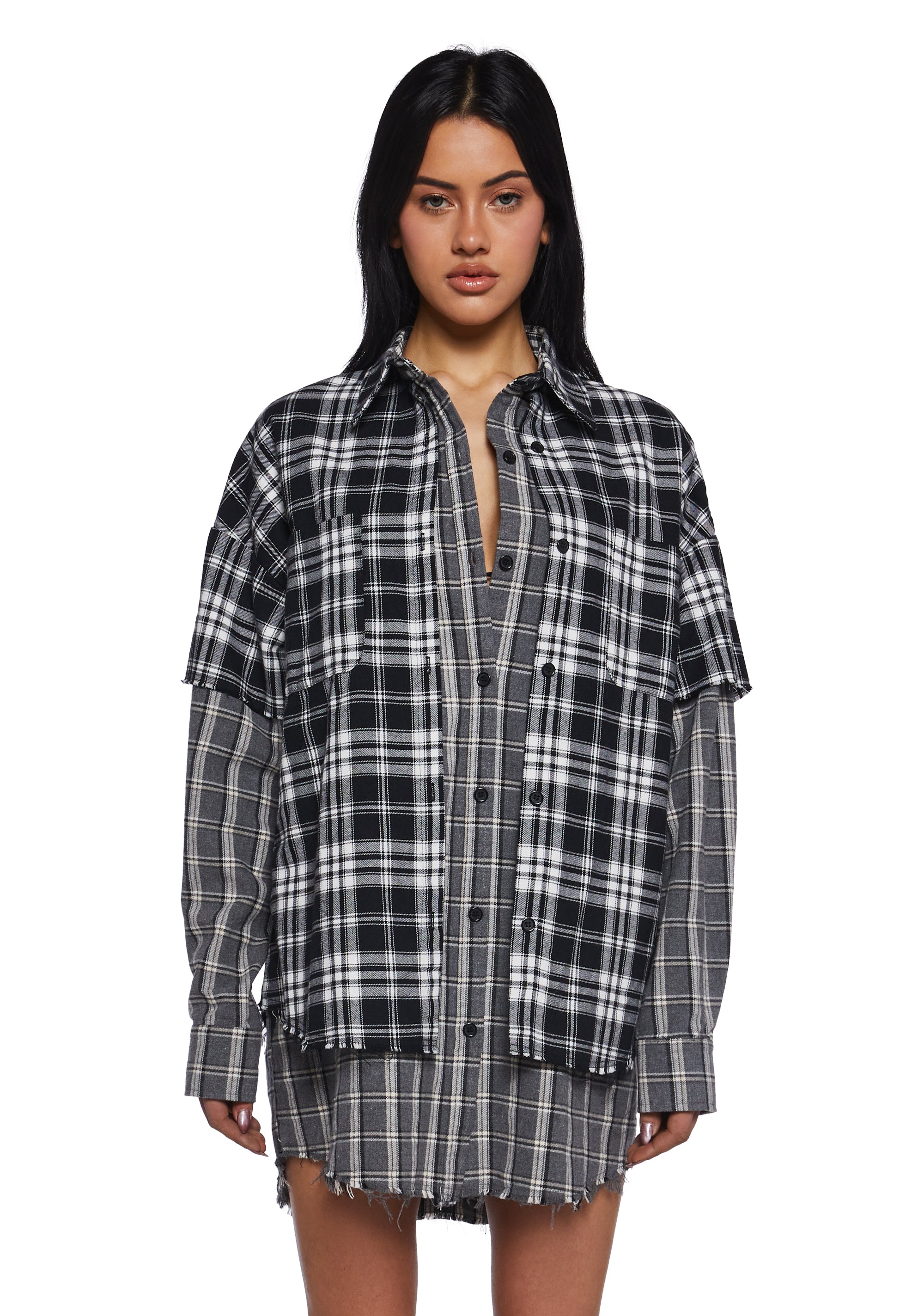 Womens Mixed Plaid Shirt With Short Sleeves Current Mood - Multi ...