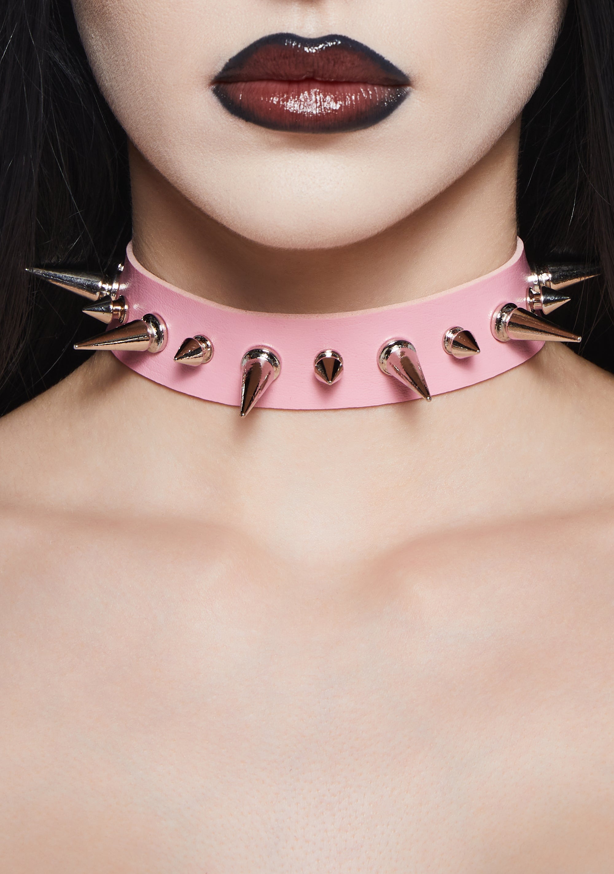 Womens Sexy Spiked Choker Necklace Girly - Pink – Dolls Kill