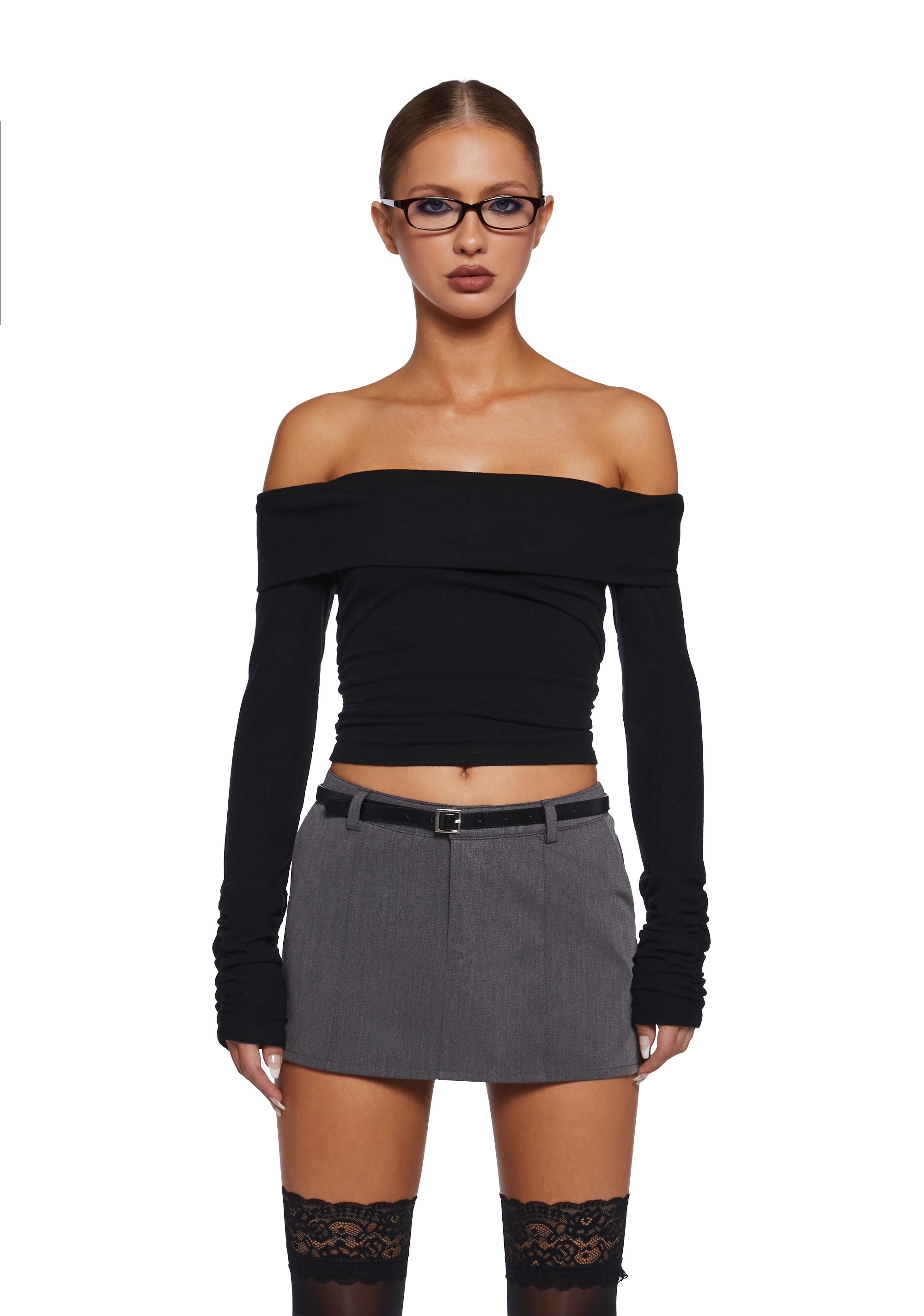 Womens Off The Shoulder Long Sleeve Top - Black – Dolls Kill