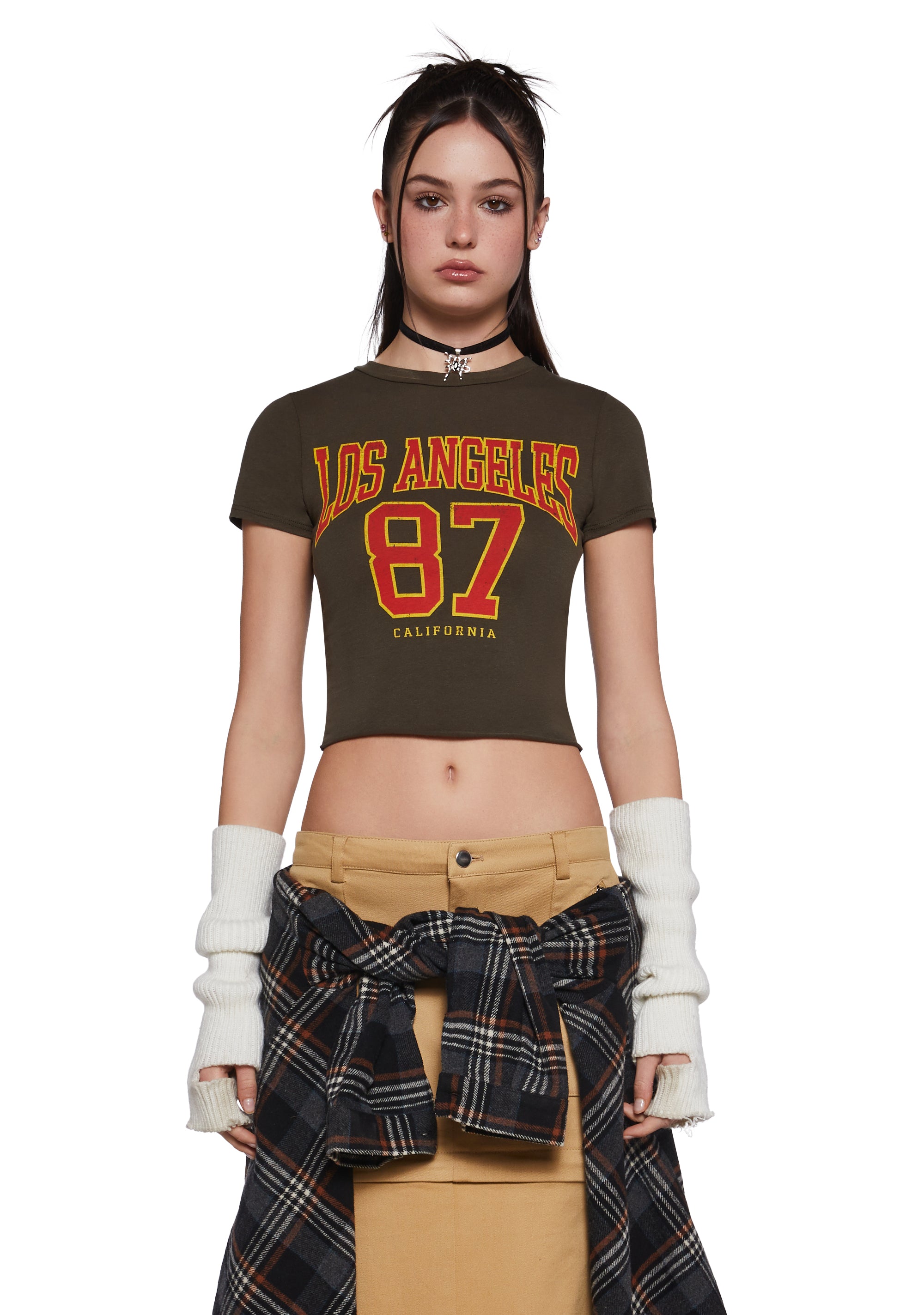 Womens Los Angeles 87 Graphic Crop Tee - Green – Dolls Kill