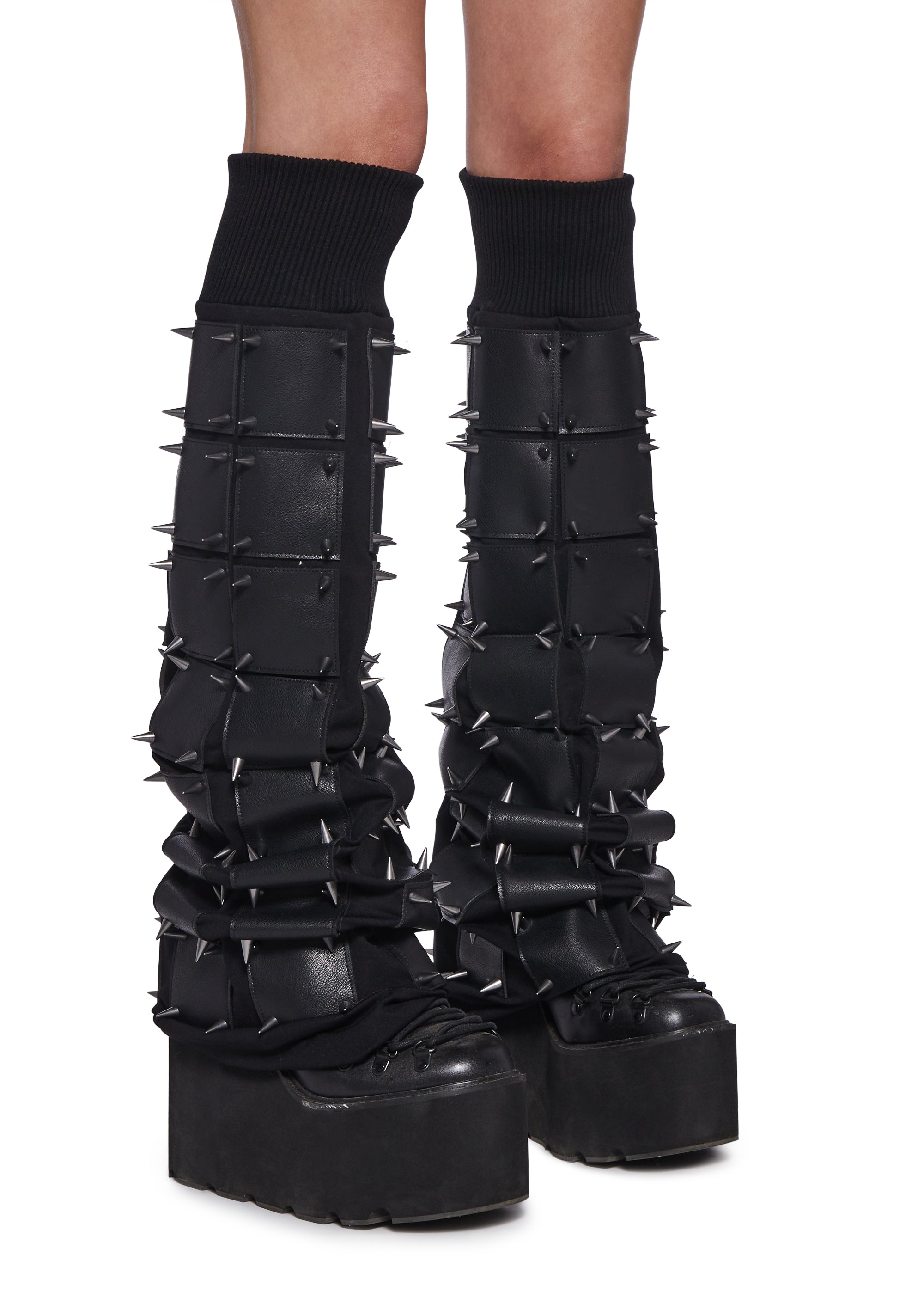 Spiked Boot Covers With Ribbed Trim Club Exx - Black – Dolls Kill