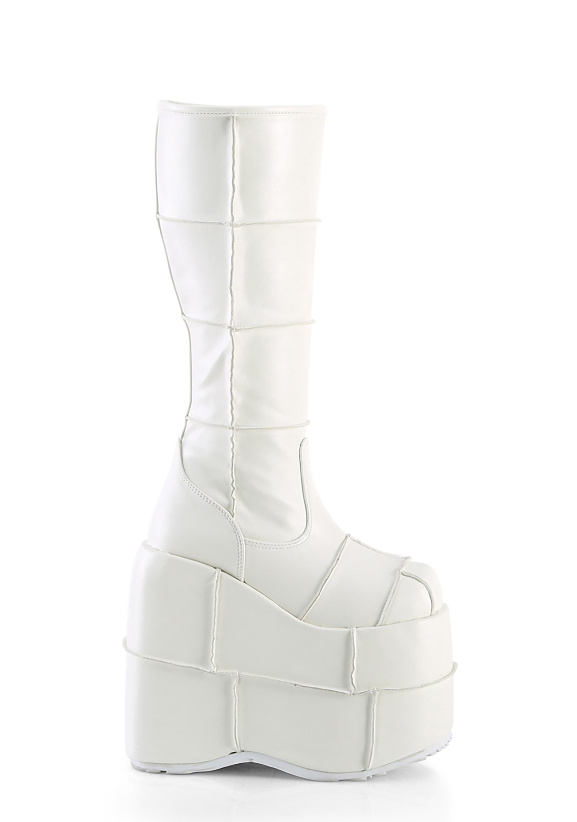 Demonia Stack-301 White Knee High Platform Boots – Dolls Kill