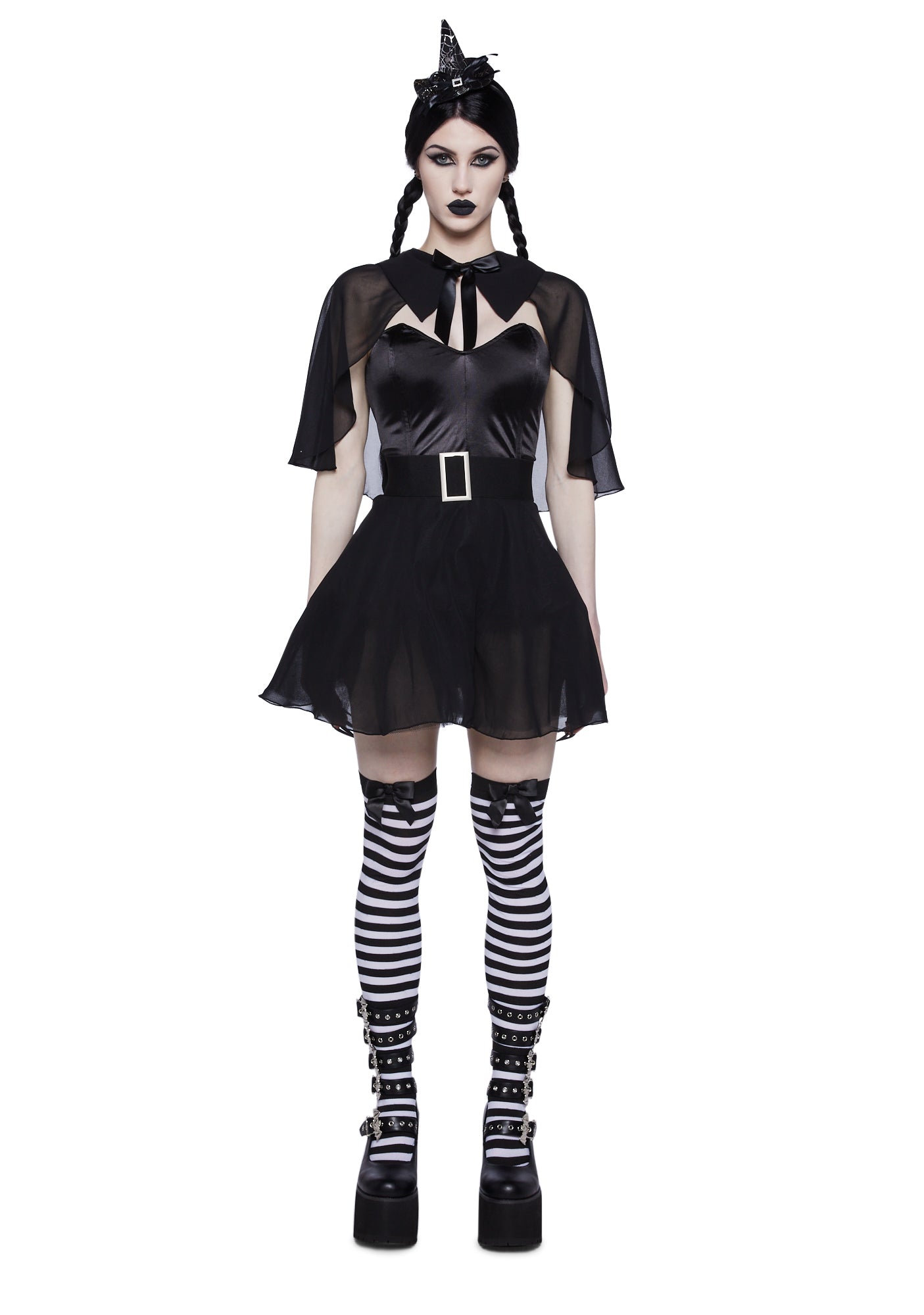 Sexy Womens Halloween Costume Goth Wednesday Everyday Witch Costume ...