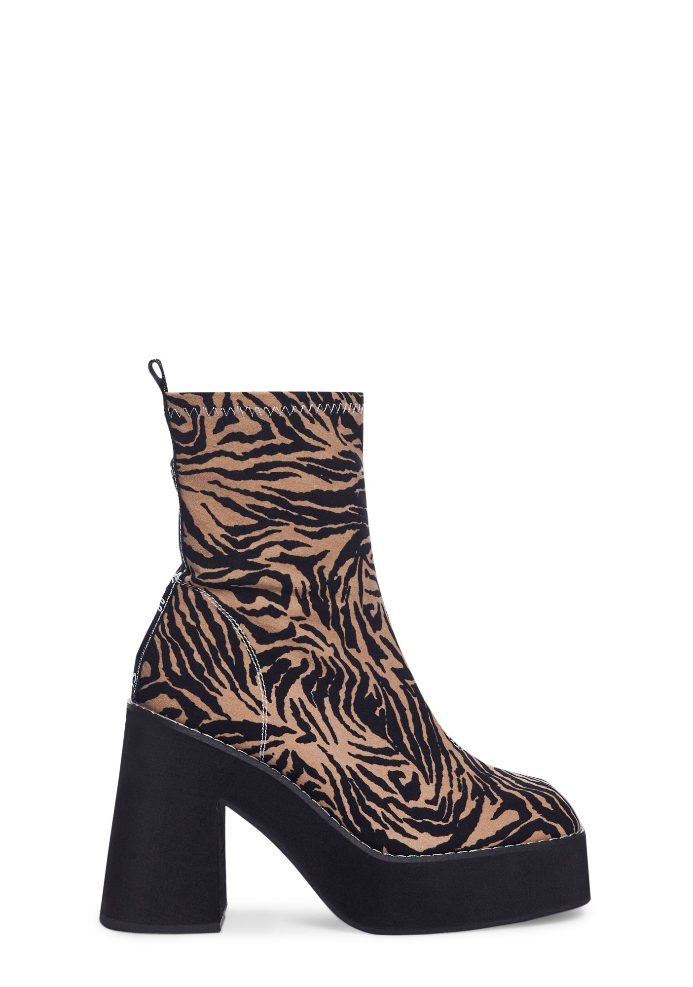 Shellys London Tiger Print Platform Ankle Boots - Natural – Dolls Kill