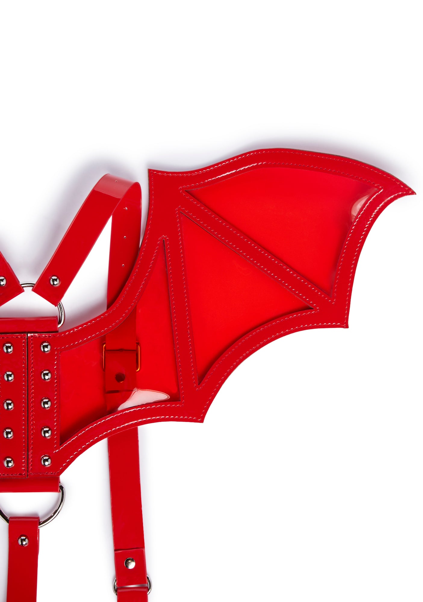 Trickz N' Treatz Clear Vinyl Bat Wing Harness - Red – Dolls Kill
