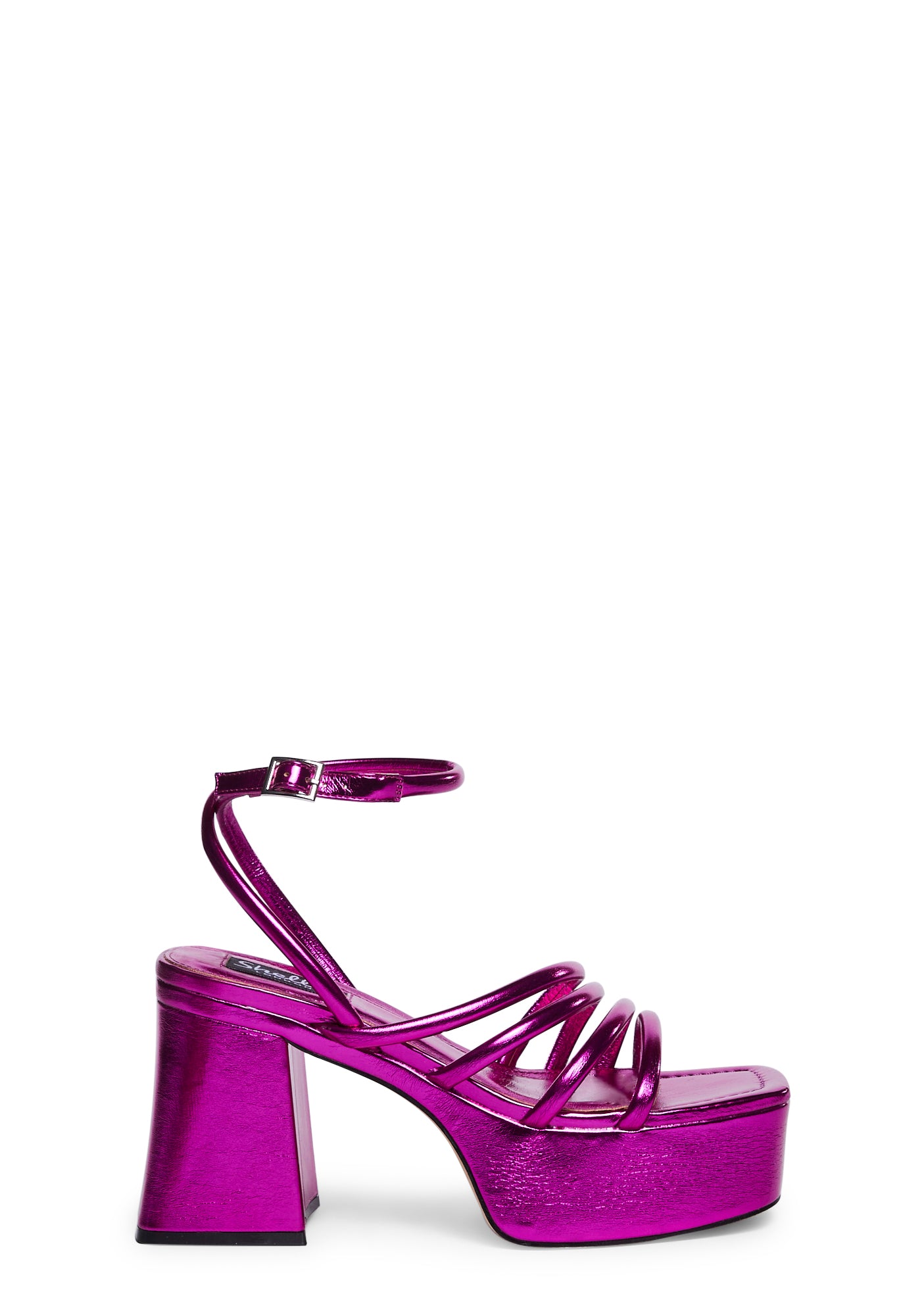 Shellys London Metallic Strappy Platform Sandals - Pink – Dolls Kill