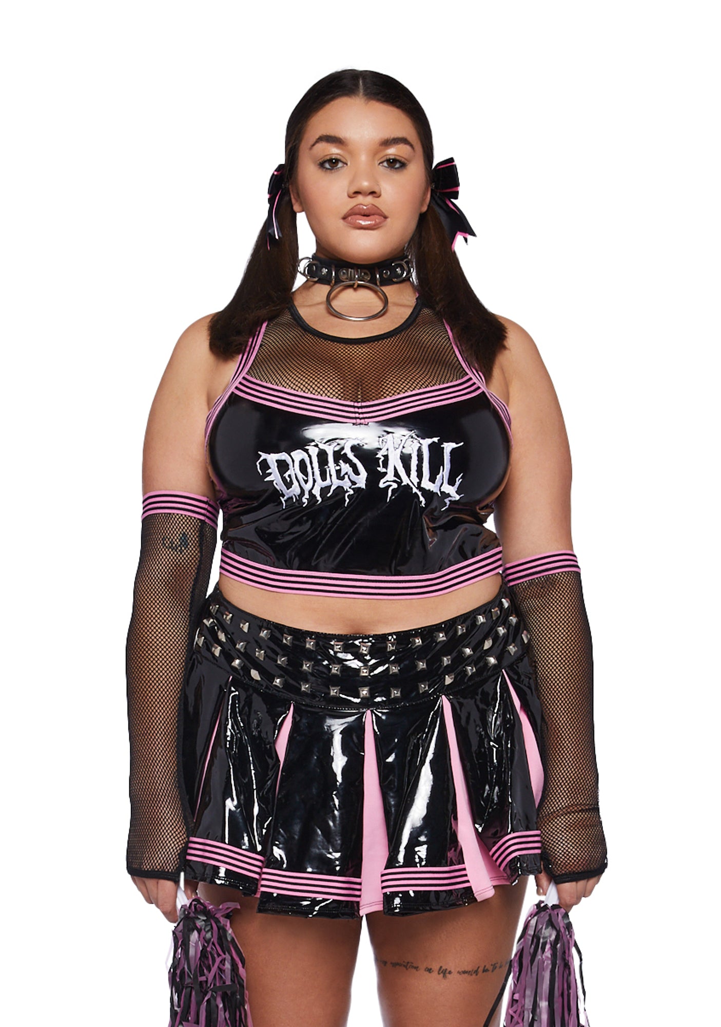 Plus Size Dolls Kill Influencer Cheerleader Costume Set - Black