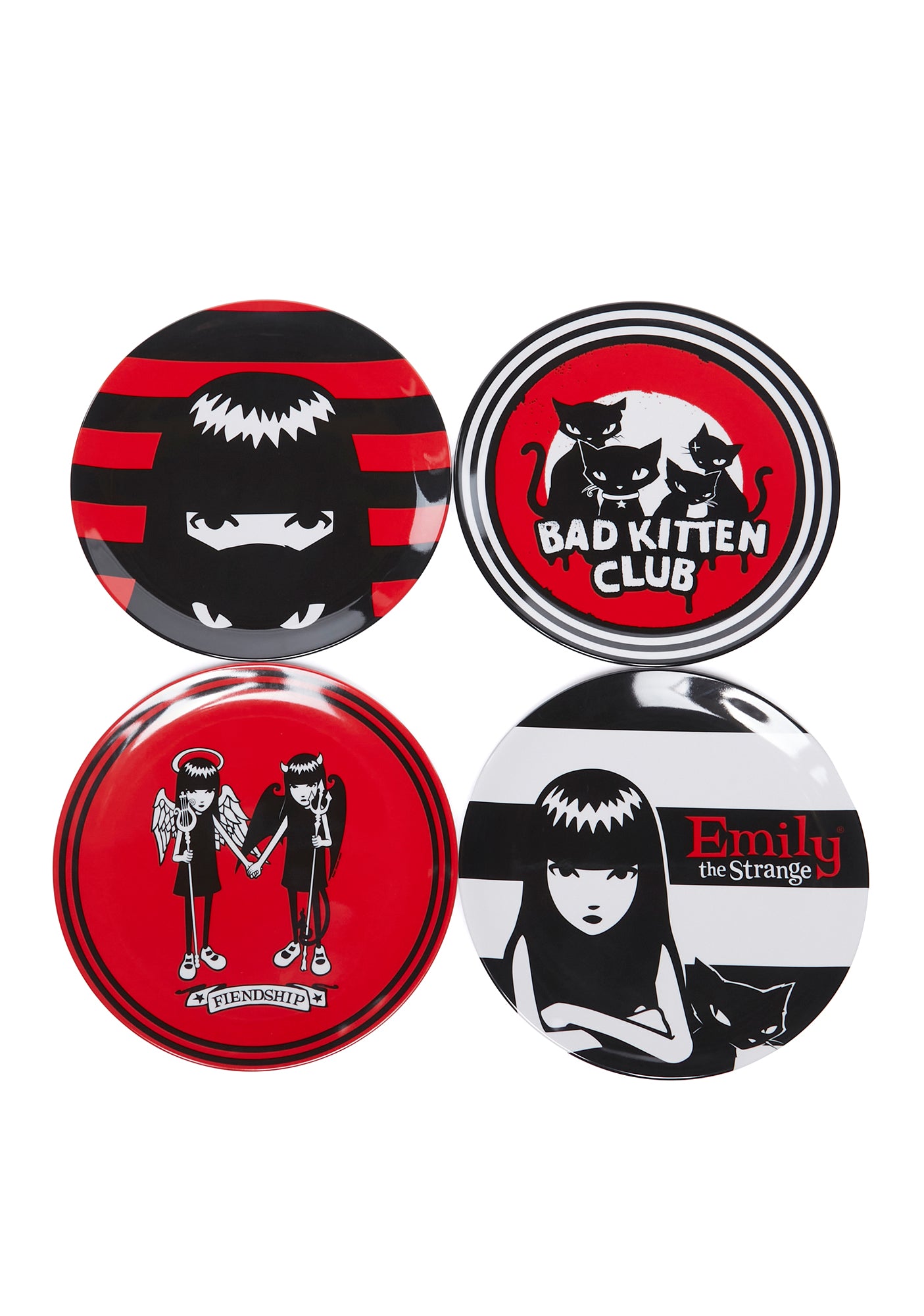Dolls Kill x Emily The Strange Mismatched Graphic Plate Set - Multi