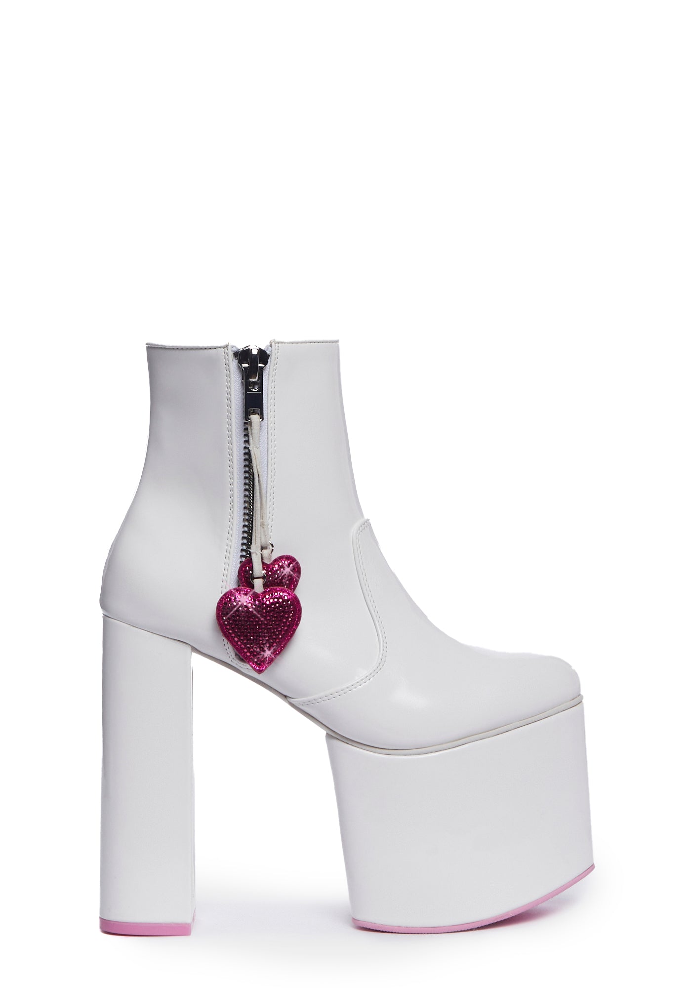 Sugar Thrillz Platform Ankle Boots With Heart Shaped Sole - White ...