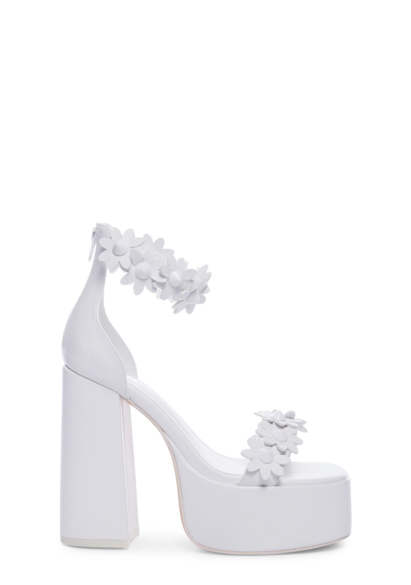 Koi Footwear Floral Open Toe Platform Heels - White – Dolls Kill